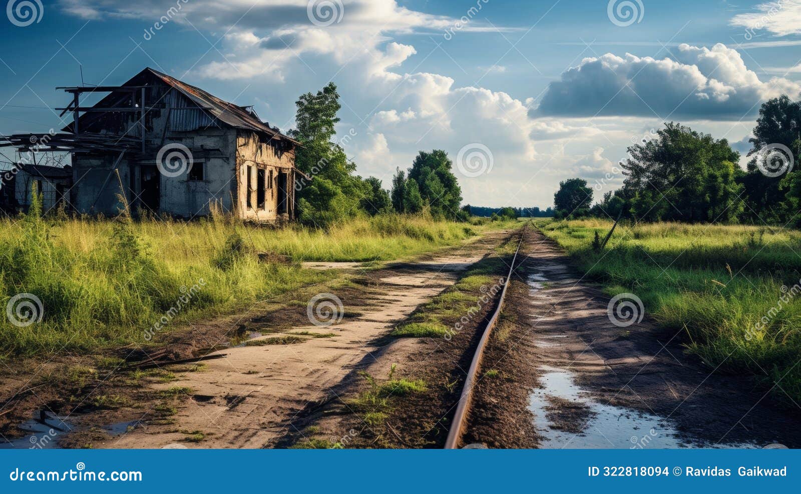 Street Heading To Decrepit Structure Stock Illustration - Illustration ...