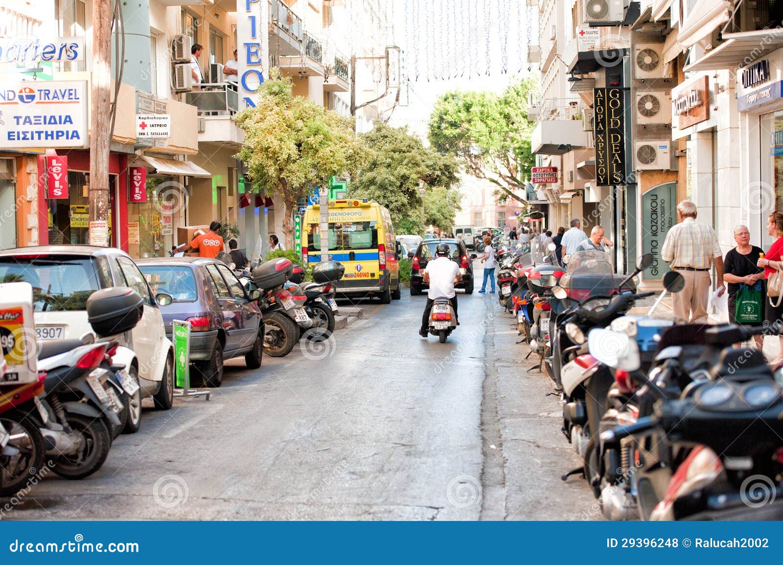 Street in Heraklion Crete editorial stock photo. Image of building ...