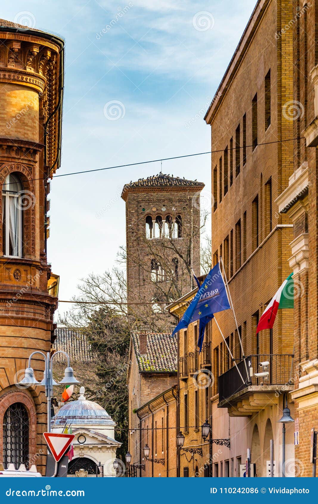 Street of Ravenna stock photo. Image of sign, romagna - 110242086