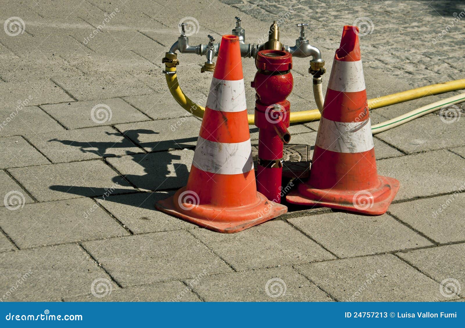 Street Hydrant with Traffic Cones Stock Image - Image of hidrant ...