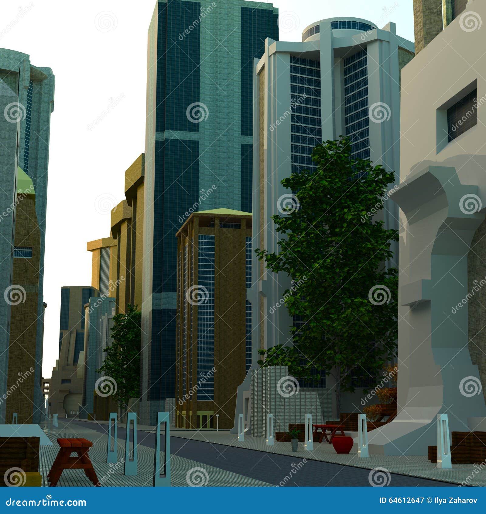 Street of Industrial Area with the Intersection at the End Stock ...