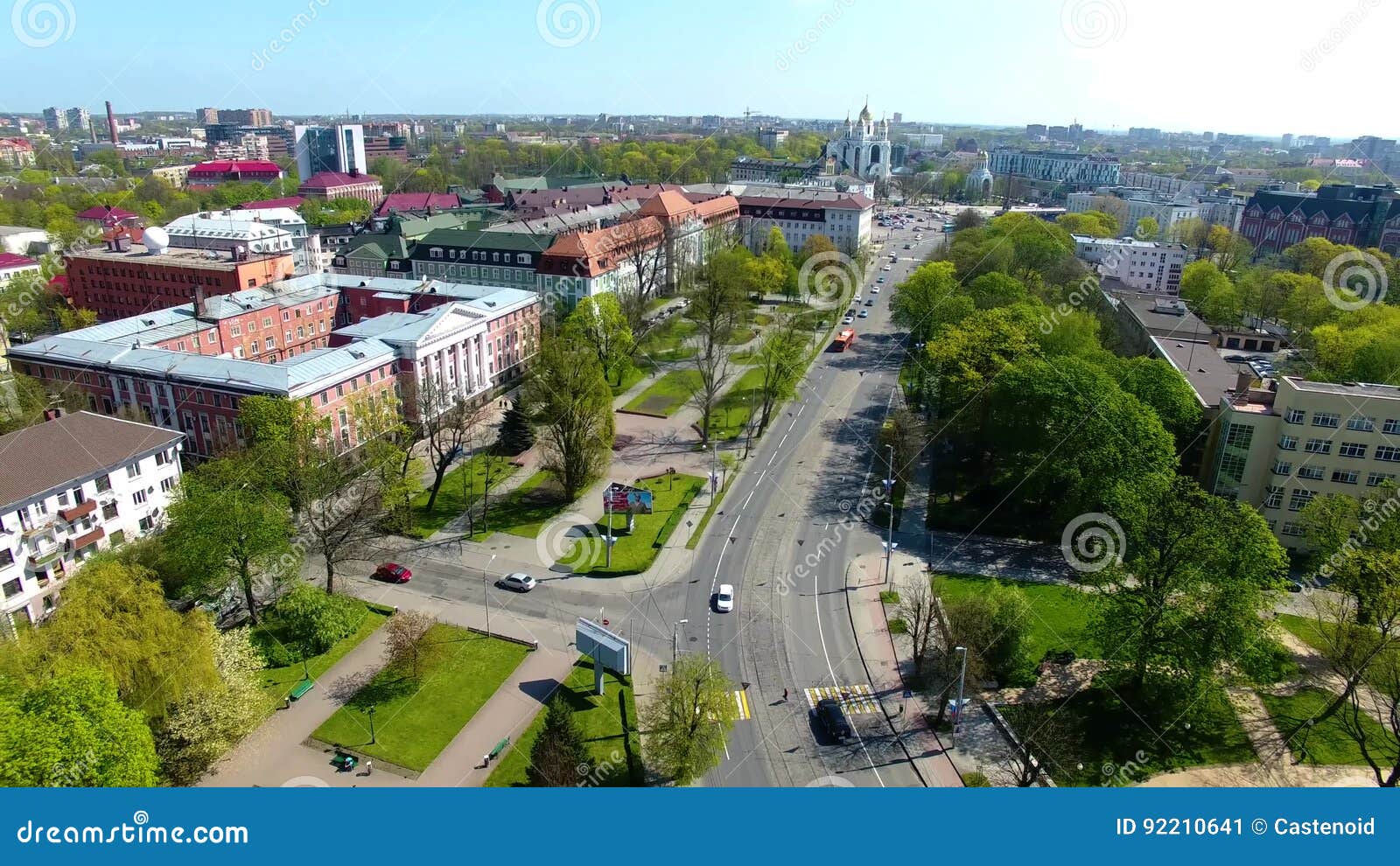 The Street of Kaliningrad, Aerial View Stock Video - Video of sunlight ...