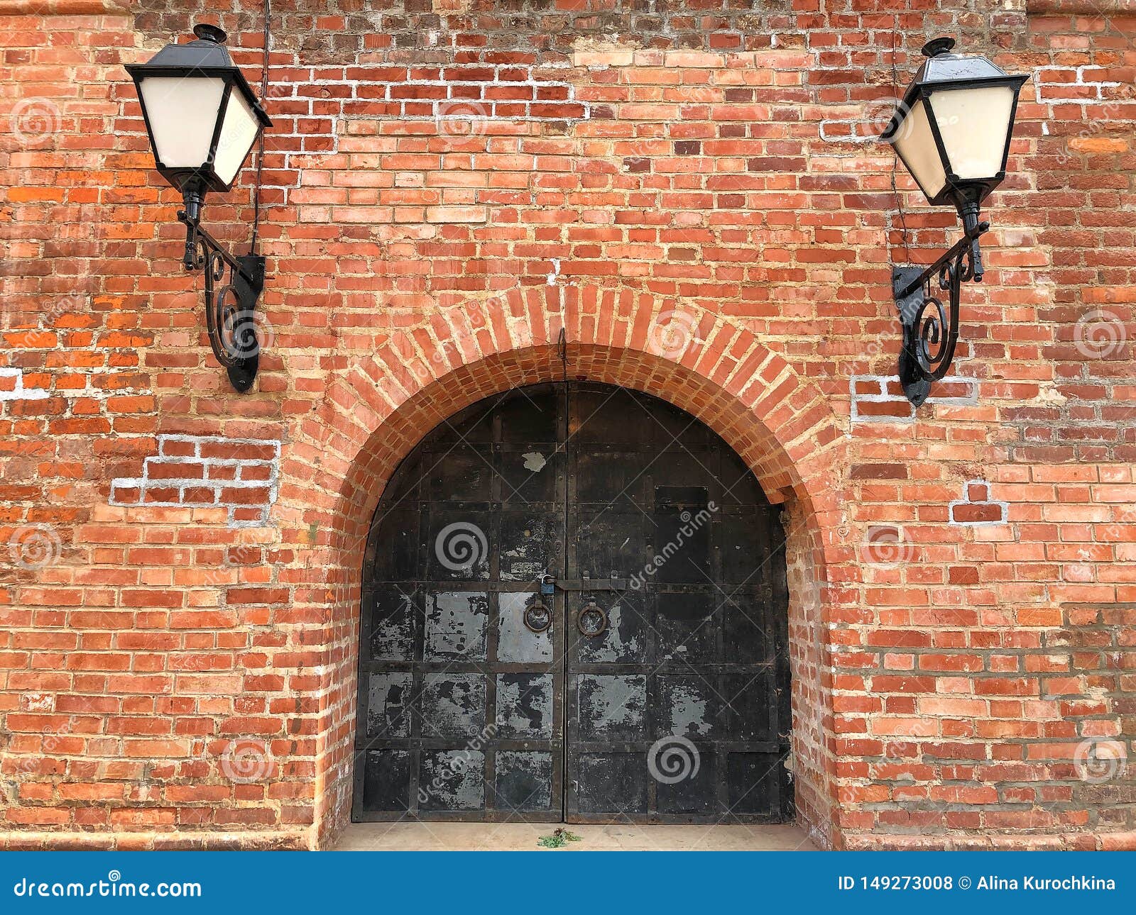 Street Lamp on a Brick Wall Background Stock Photo - Image of post ...