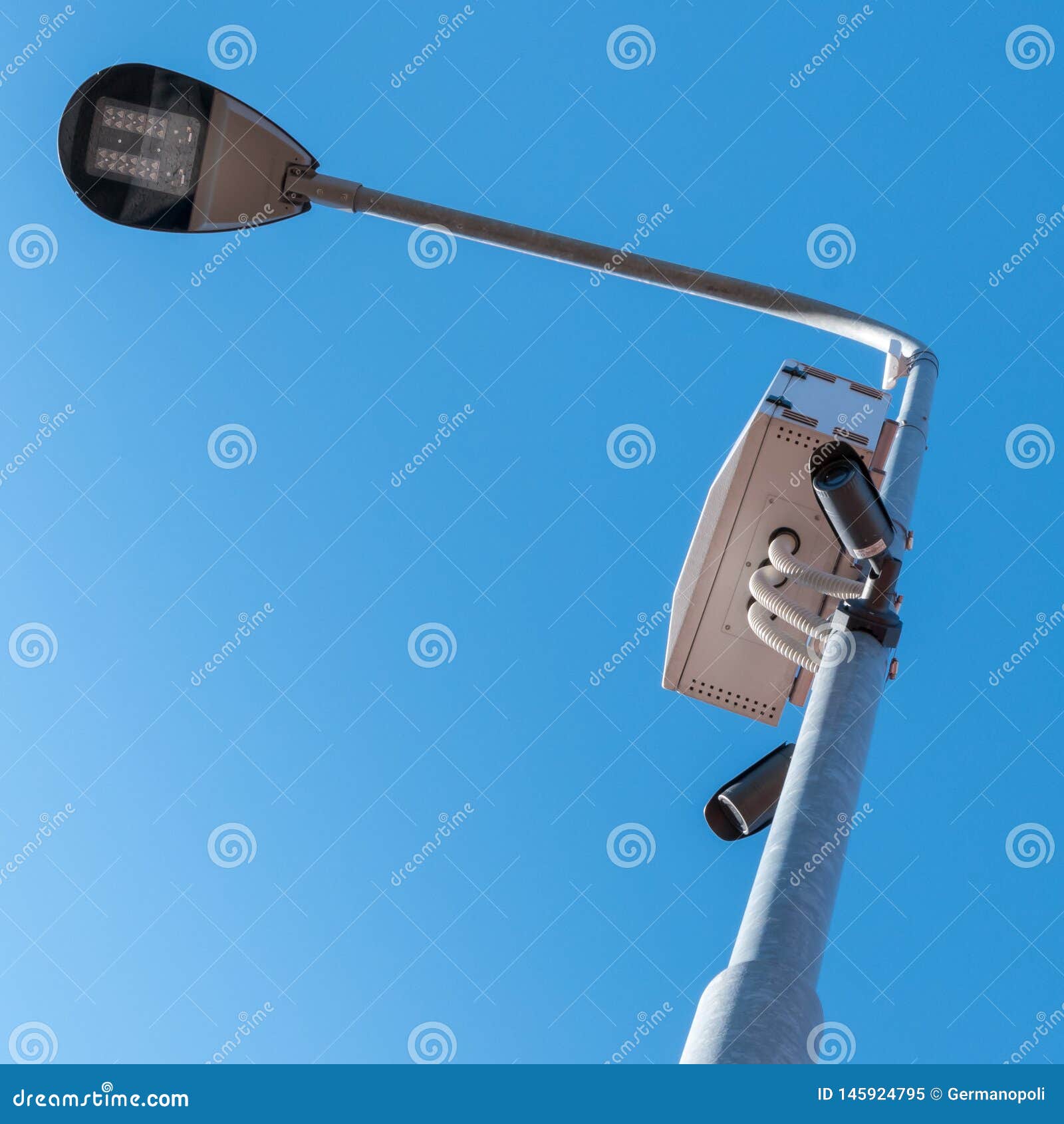 Street Lamp with CCTV Camera Stock Image - Image of electricity, cctv ...