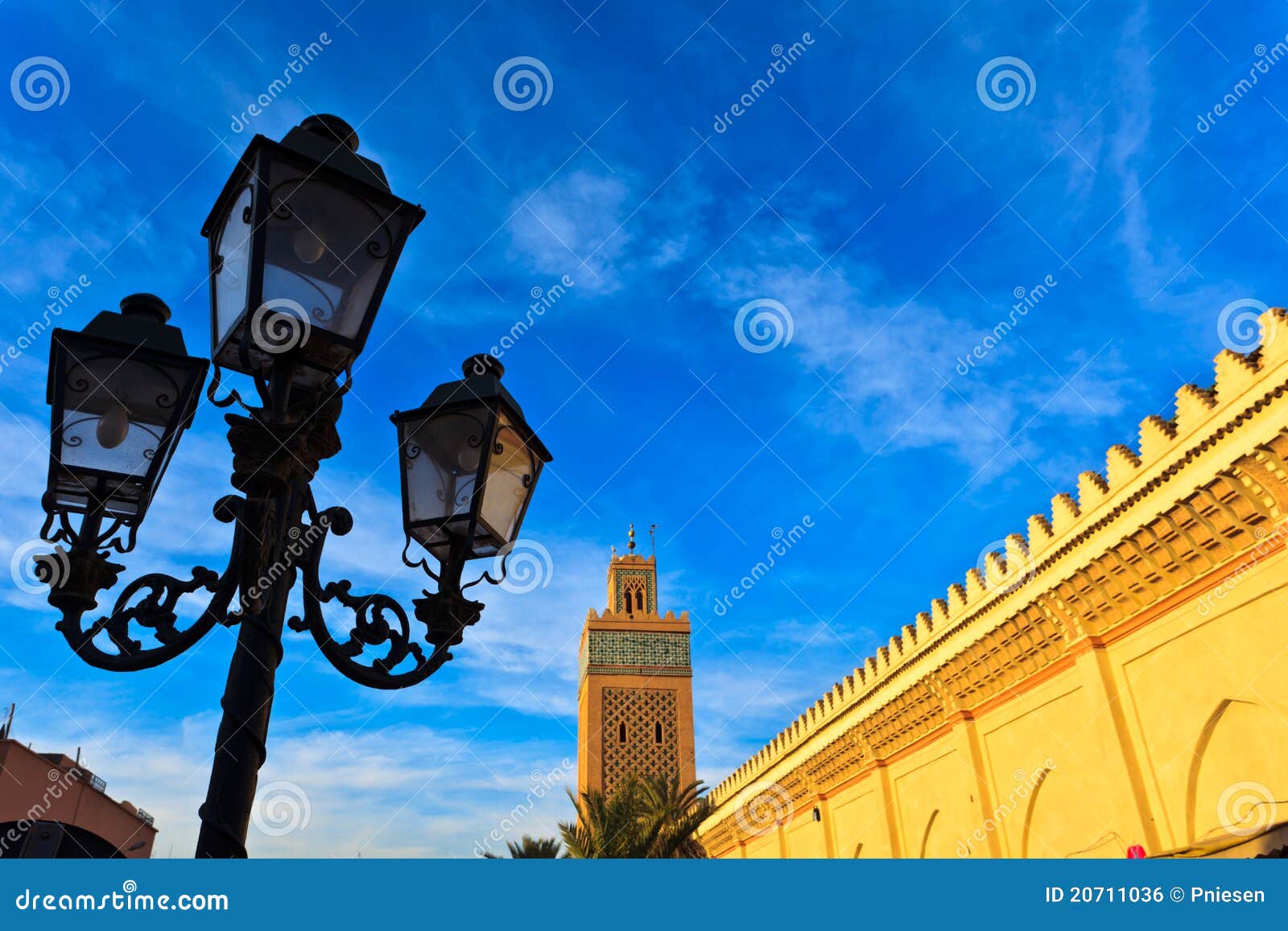 Street Lamp, Exterior Mosque Wall Minaret Stock Photo - Image of ...