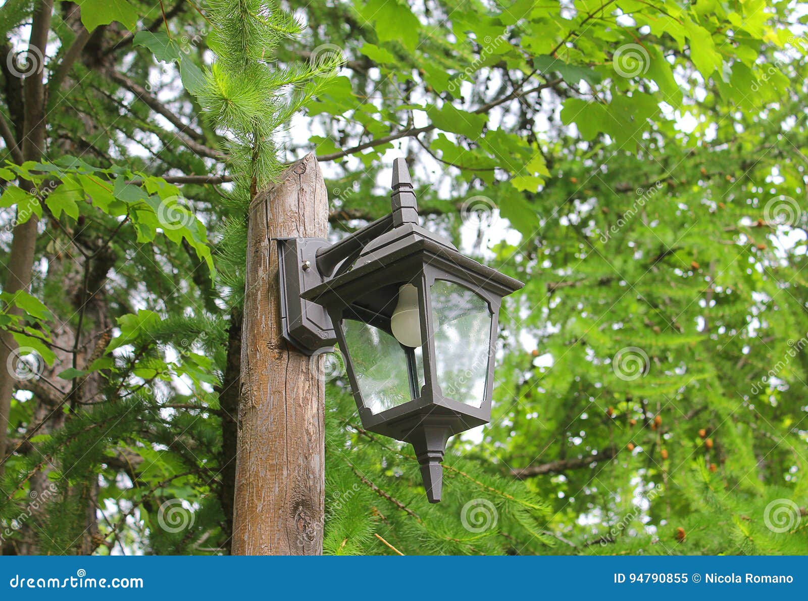 Street lamp in the forest stock image. Image of electric - 94790855