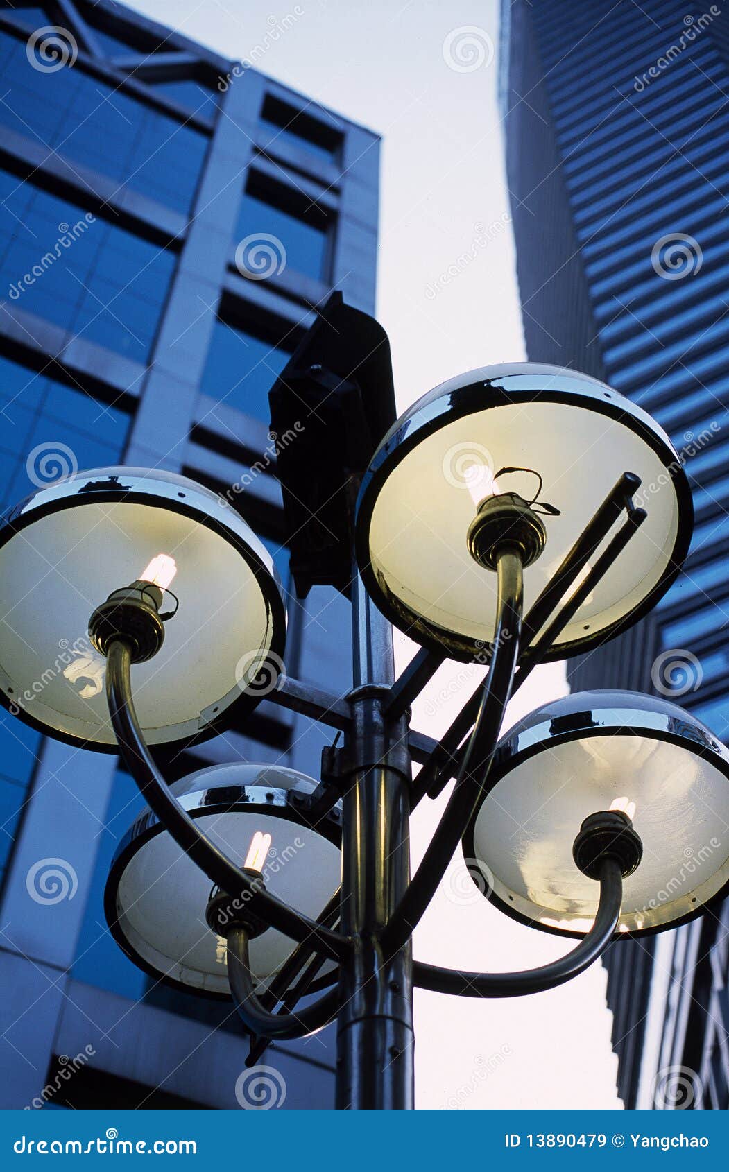 Street Lamp with High Rise Building Stock Image - Image of exterior ...