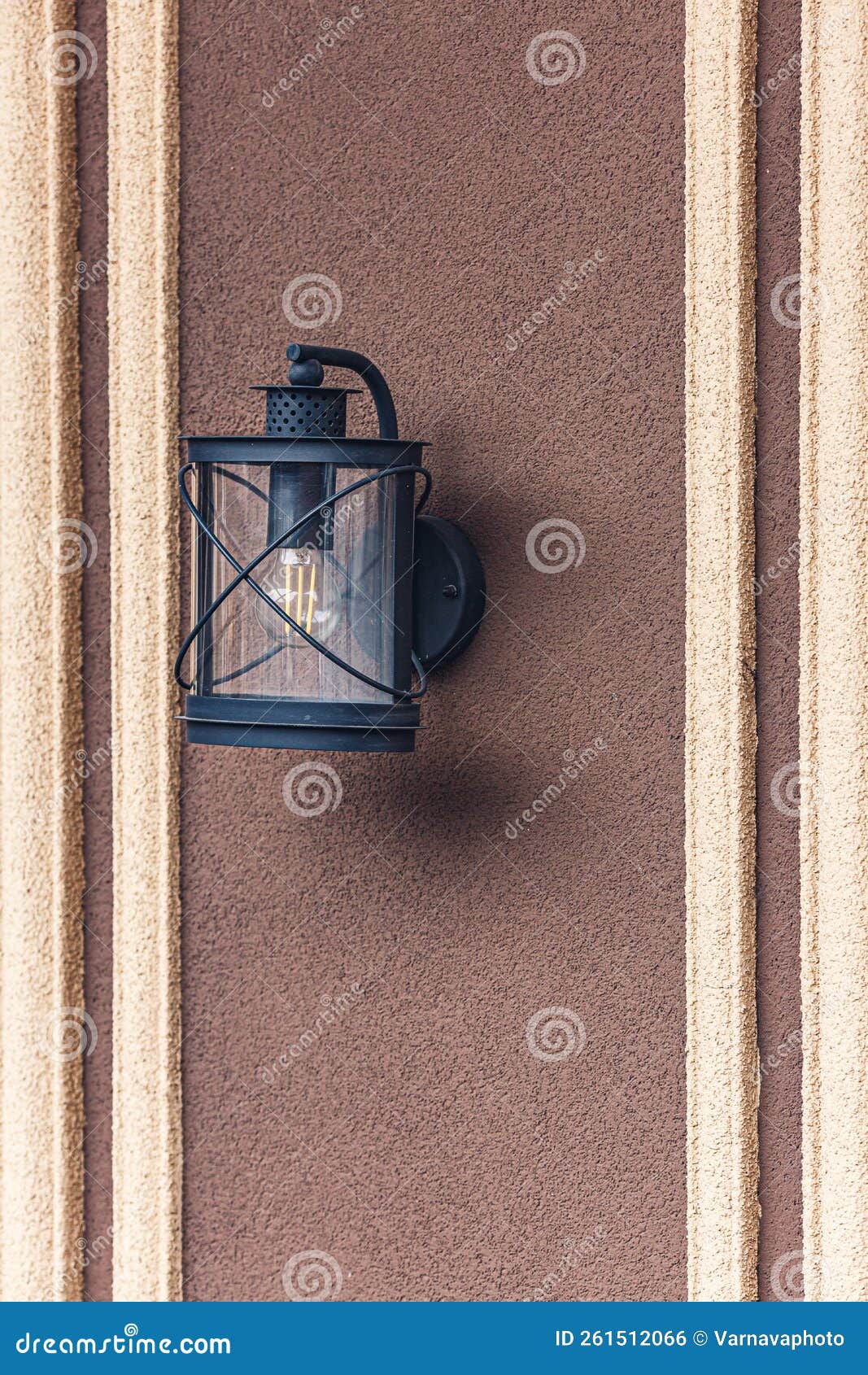 Street Lamp with Led Bulb on the Wall of the House. Stock Photo - Image ...