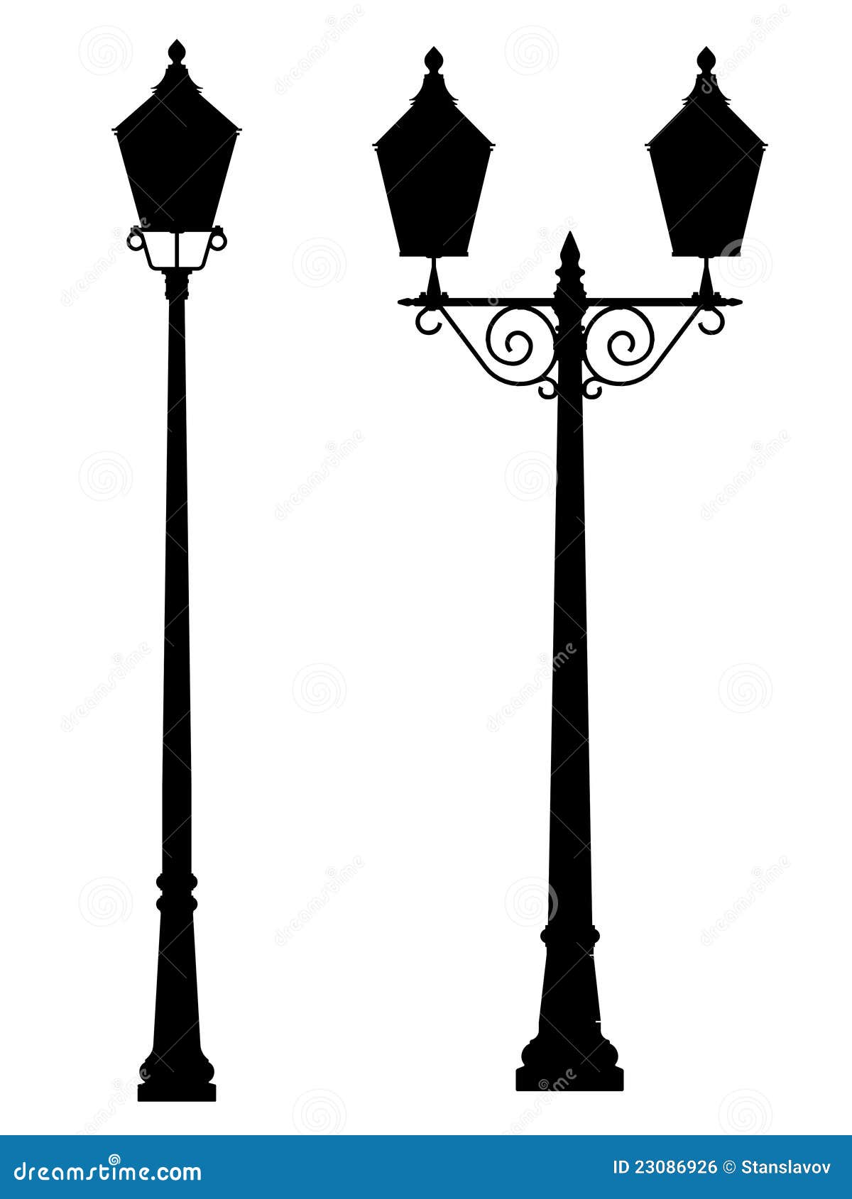 Street Lamp Light Outline Silhouette Stock Illustration - Illustration ...