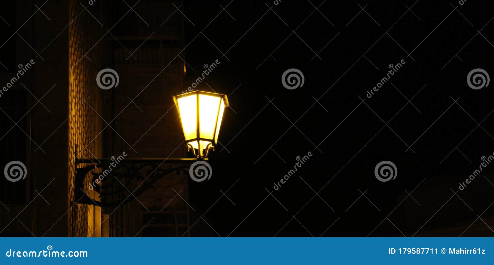 A Street Lamp at Night with the Light Stock Image - Image of europe ...