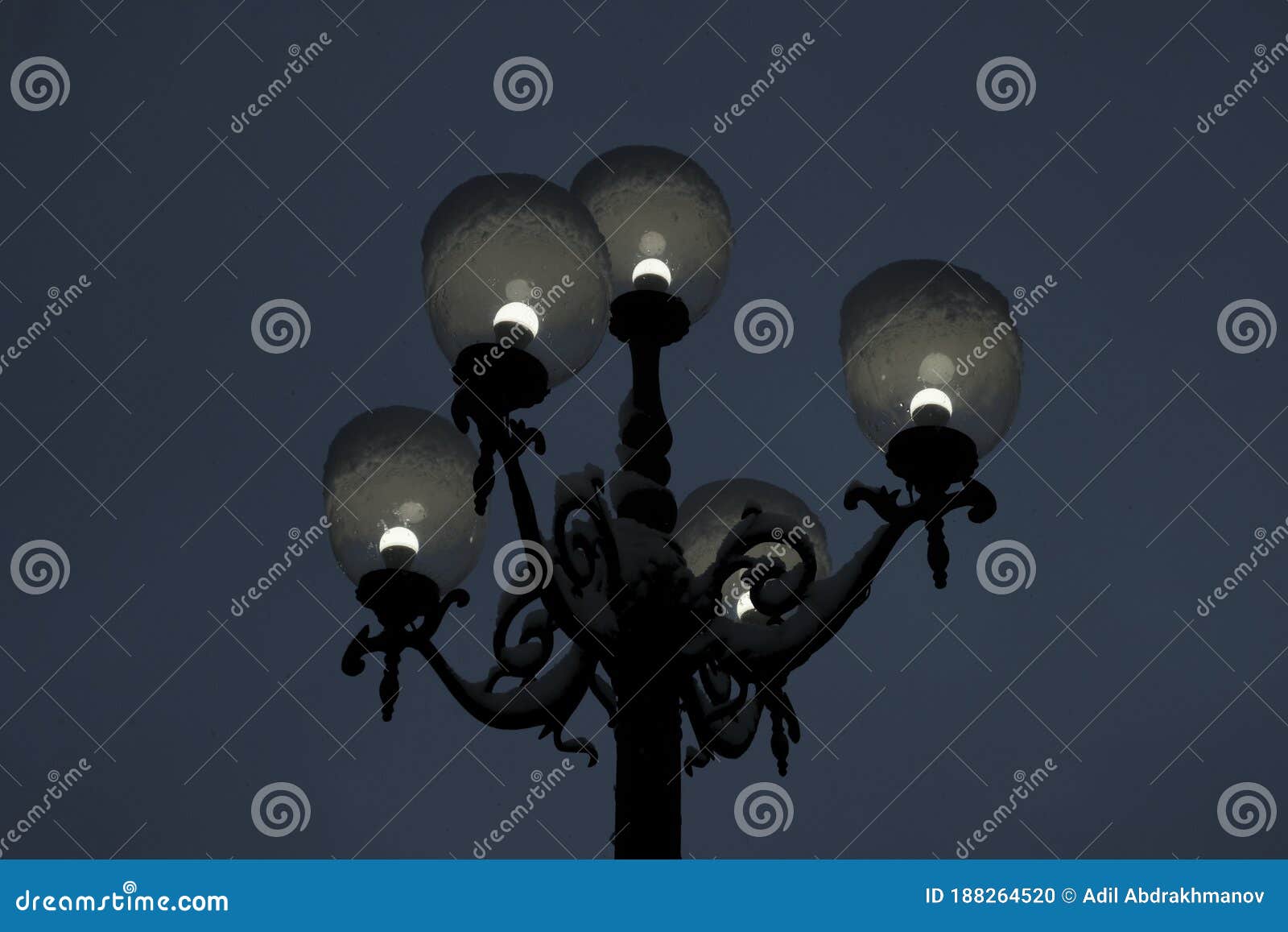 Street Lamp Post Covered with Snow Stock Photo - Image of season, town ...