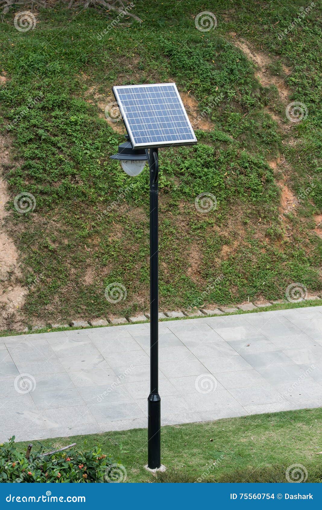 Street Lamp Post with Solar Panel Energy Stock Photo - Image of ...