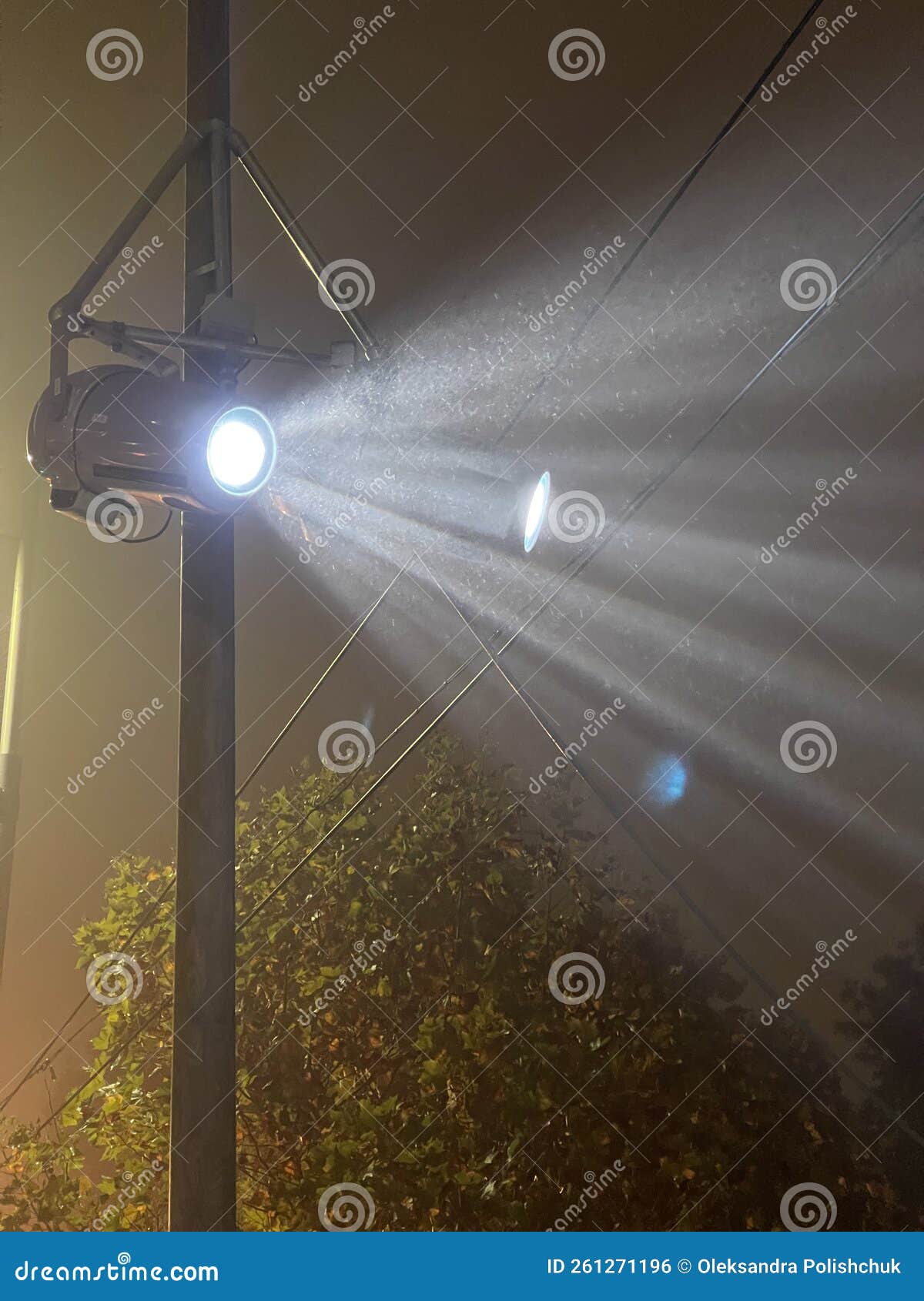 Street Lamp Rays in Misty Fog Stock Photo - Image of street, shine ...