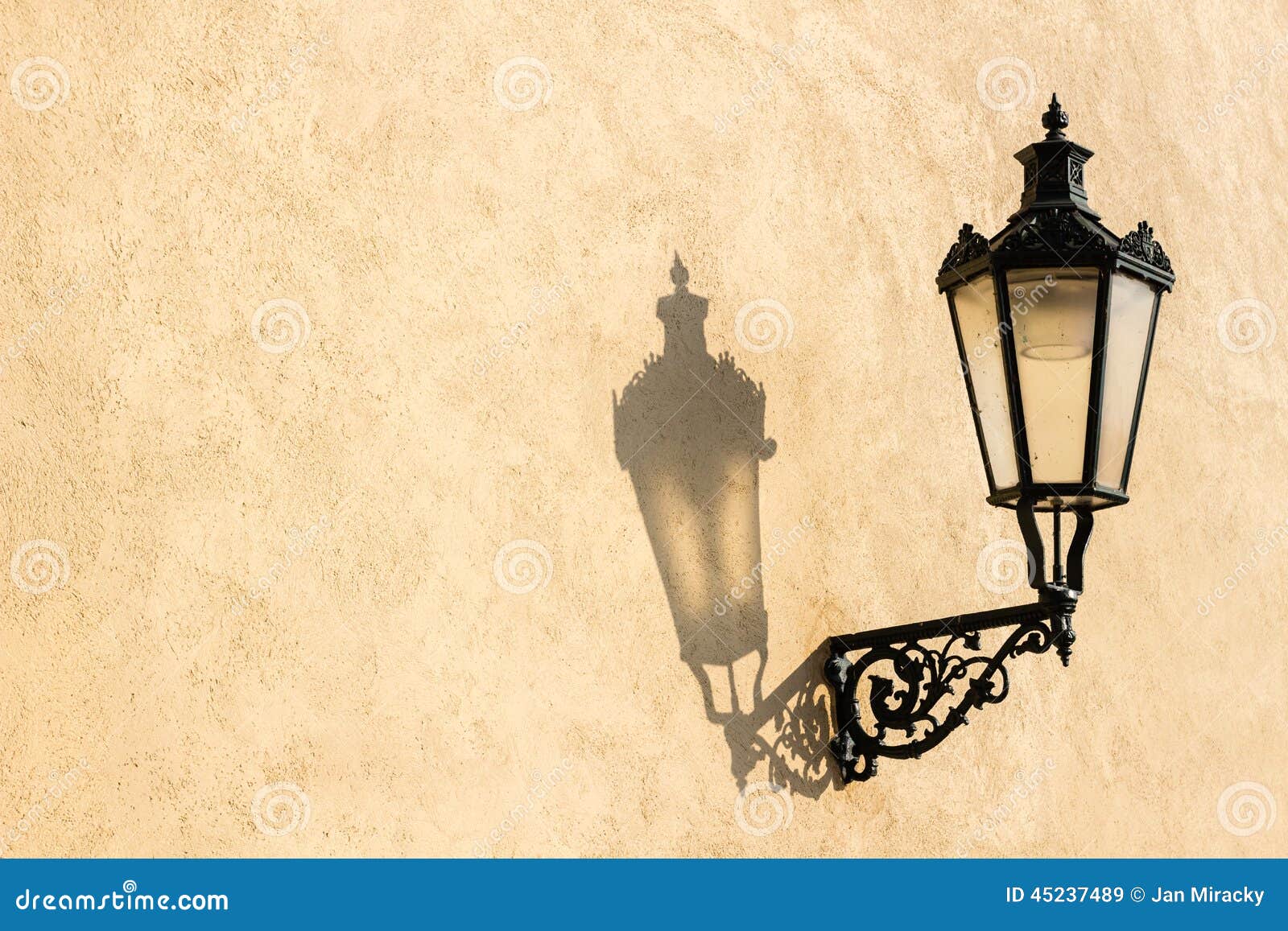 Street Lamp with Shadow in Prague Stock Image - Image of wall, vintage ...