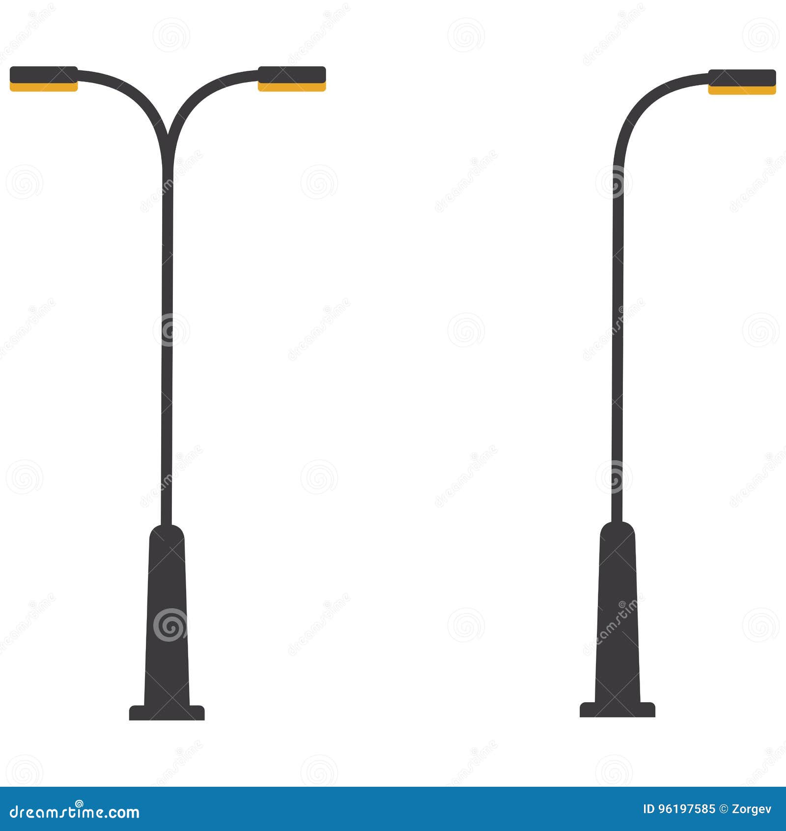 Street Lamp Single and Double Stock Vector - Illustration of light ...