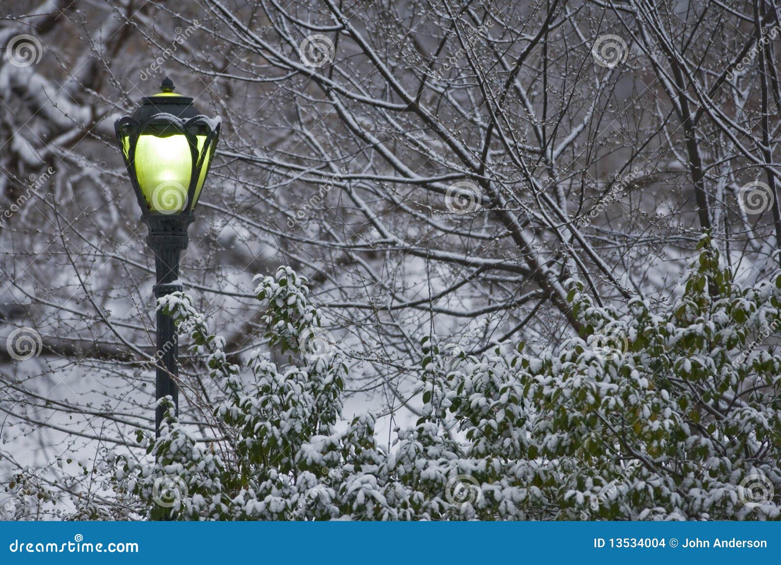 Street Lamp in a Snow Storm Stock Photo - Image of park, cold: 13534004