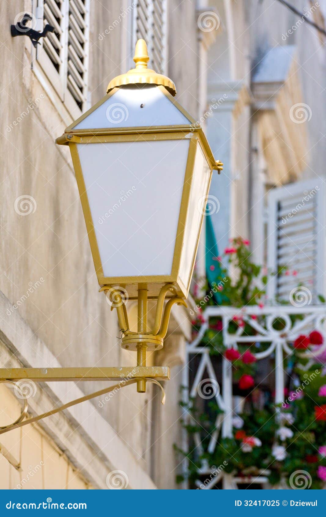 Street Lamp on a Textured Brick Wall Stock Image - Image of city ...