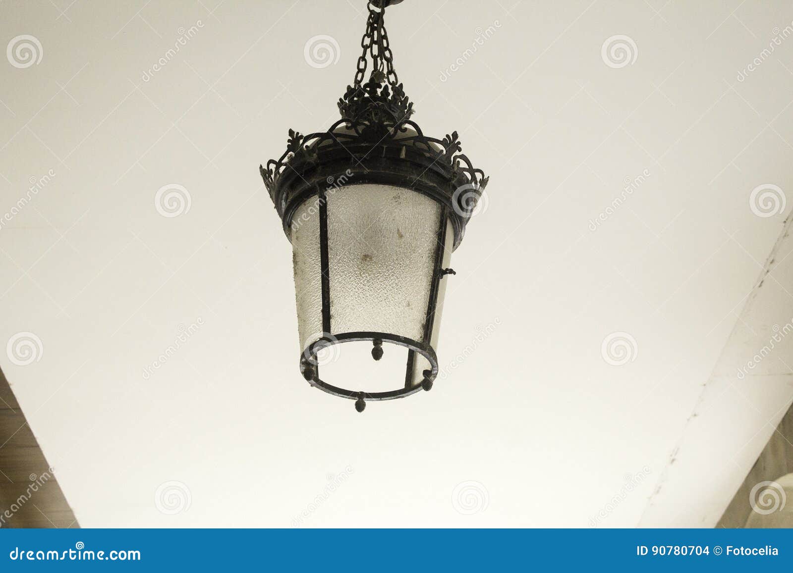 Street lamp in urban wall stock photo. Image of lantern - 90780704