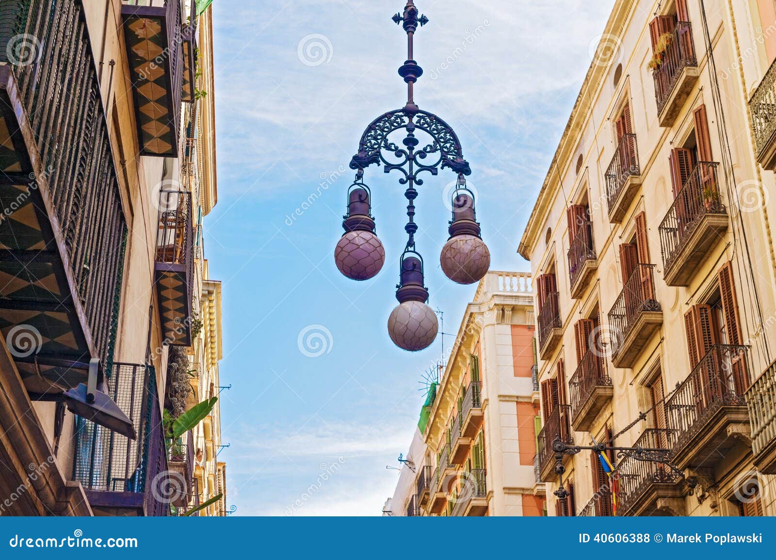 Street Lamps in Barcelona, Spain Stock Photo - Image of lamps ...