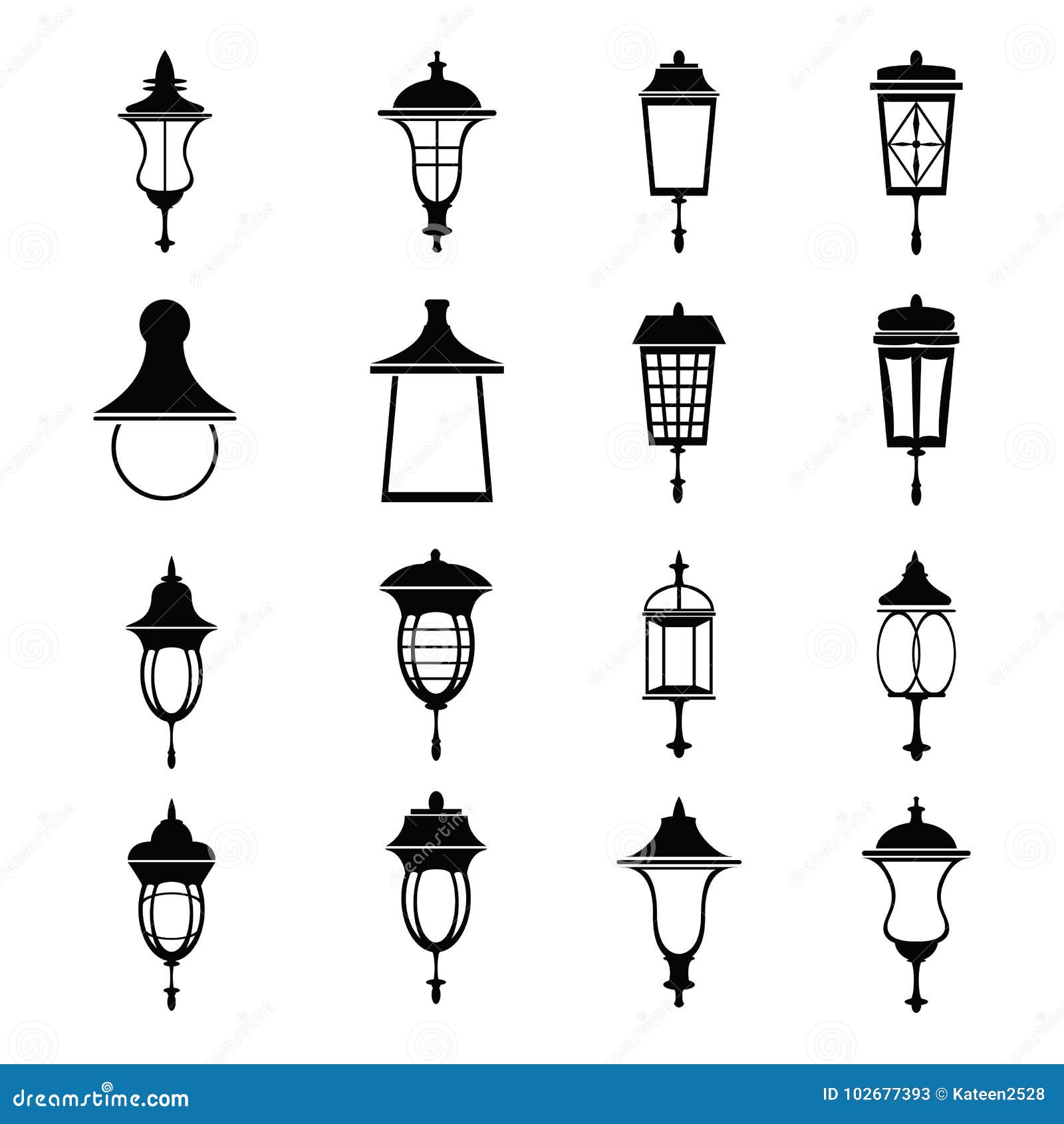 Street lamps icon set stock vector. Illustration of icon - 102677393