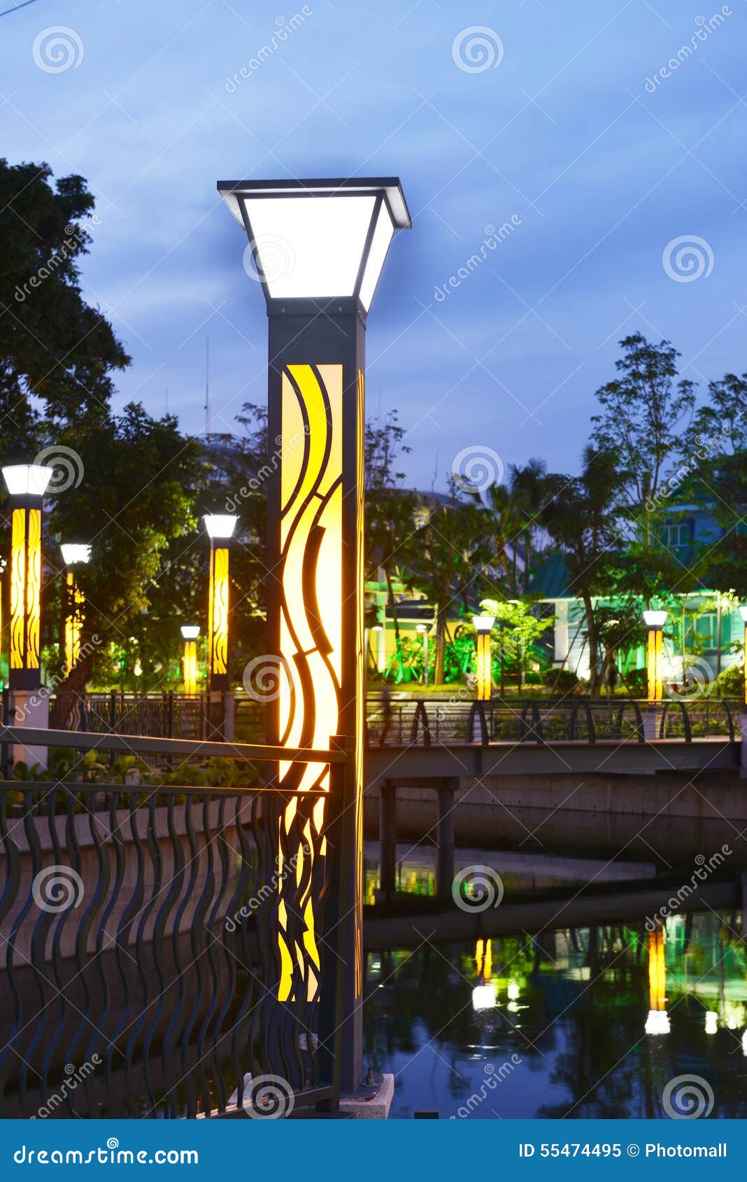 Street lamps on lakeside stock image. Image of department - 55474495