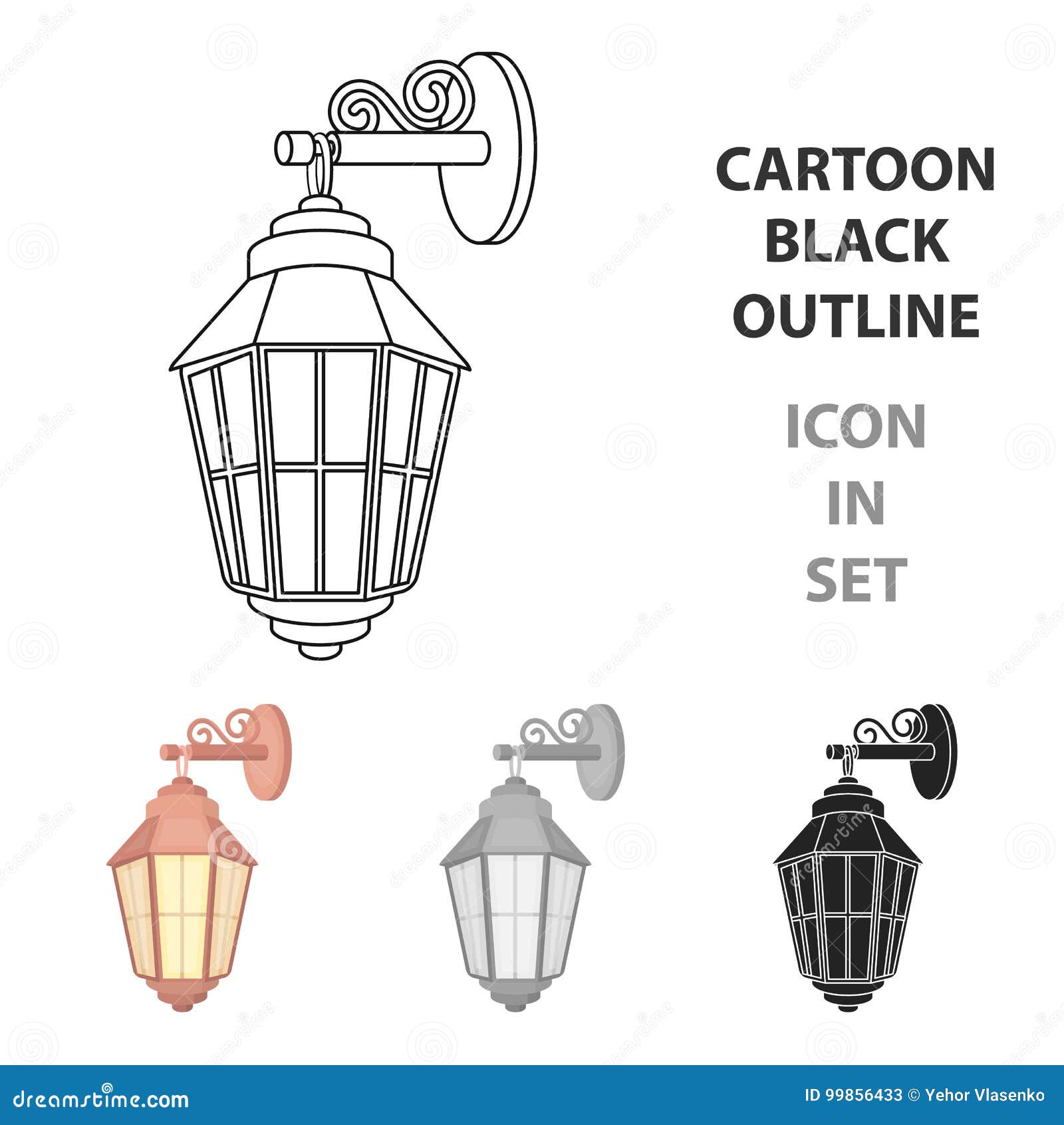 Street Lantern Icon in Cartoon Style Isolated on White Background ...