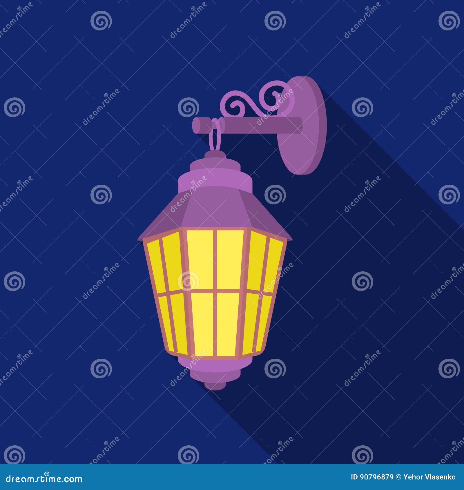 Street Lantern Icon in Flat Style on White Background. Light Source ...