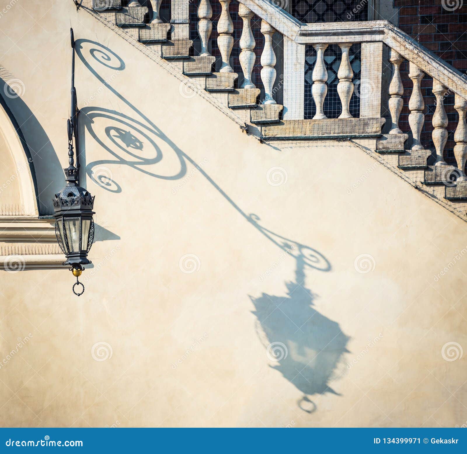 Lantern with Shadow on Wall Stock Image - Image of house, village ...
