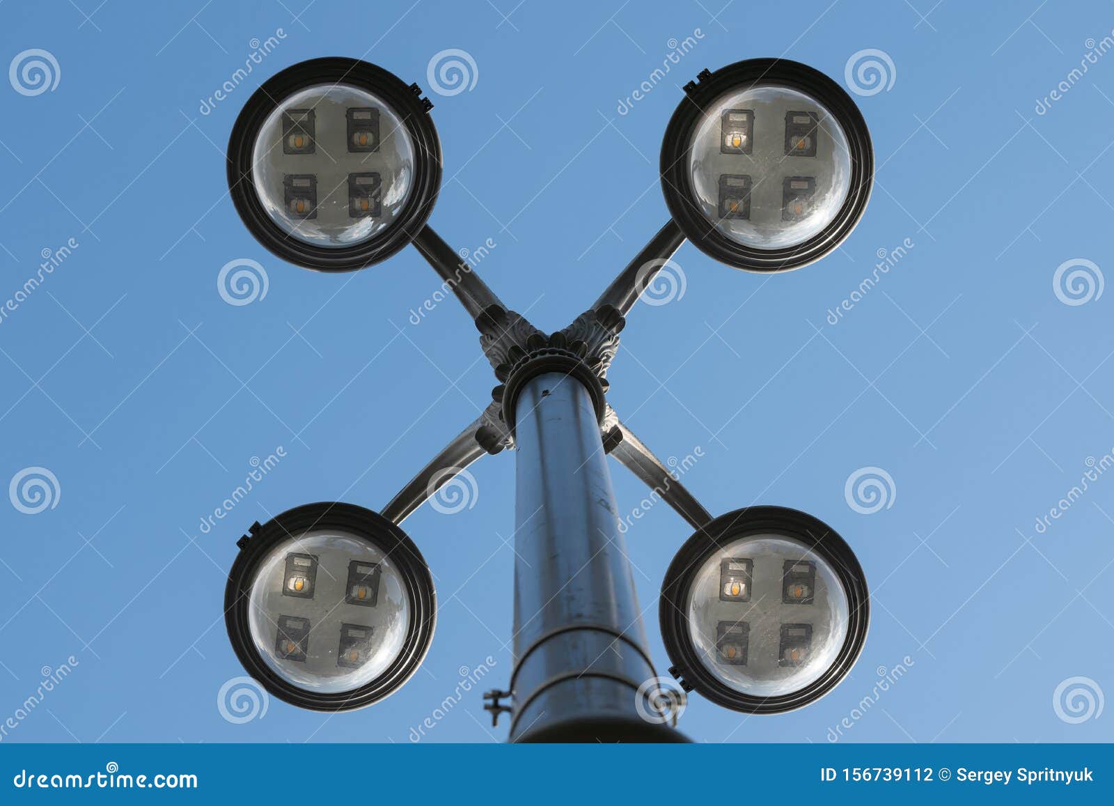 Street LED Lighting Technology. Light Pole Closeup Stock Photo - Image ...