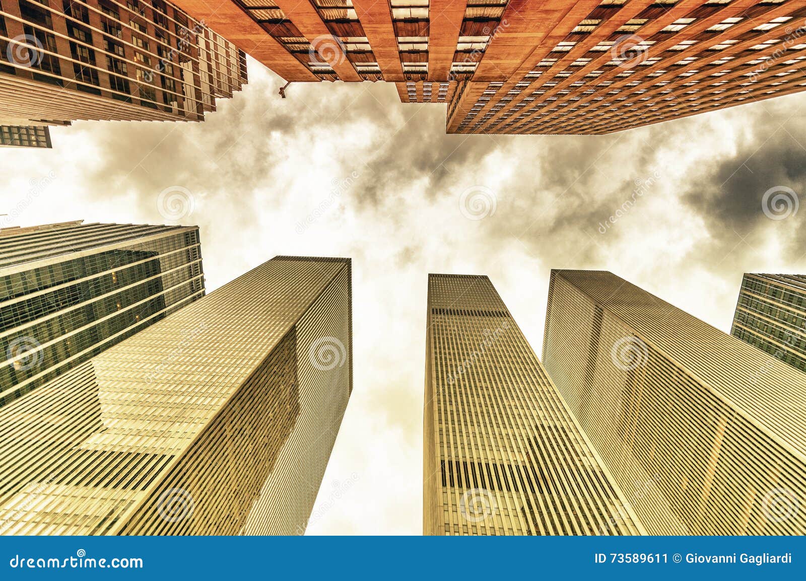 Street Level View of Manhattan Skyscrapers Stock Image - Image of ...