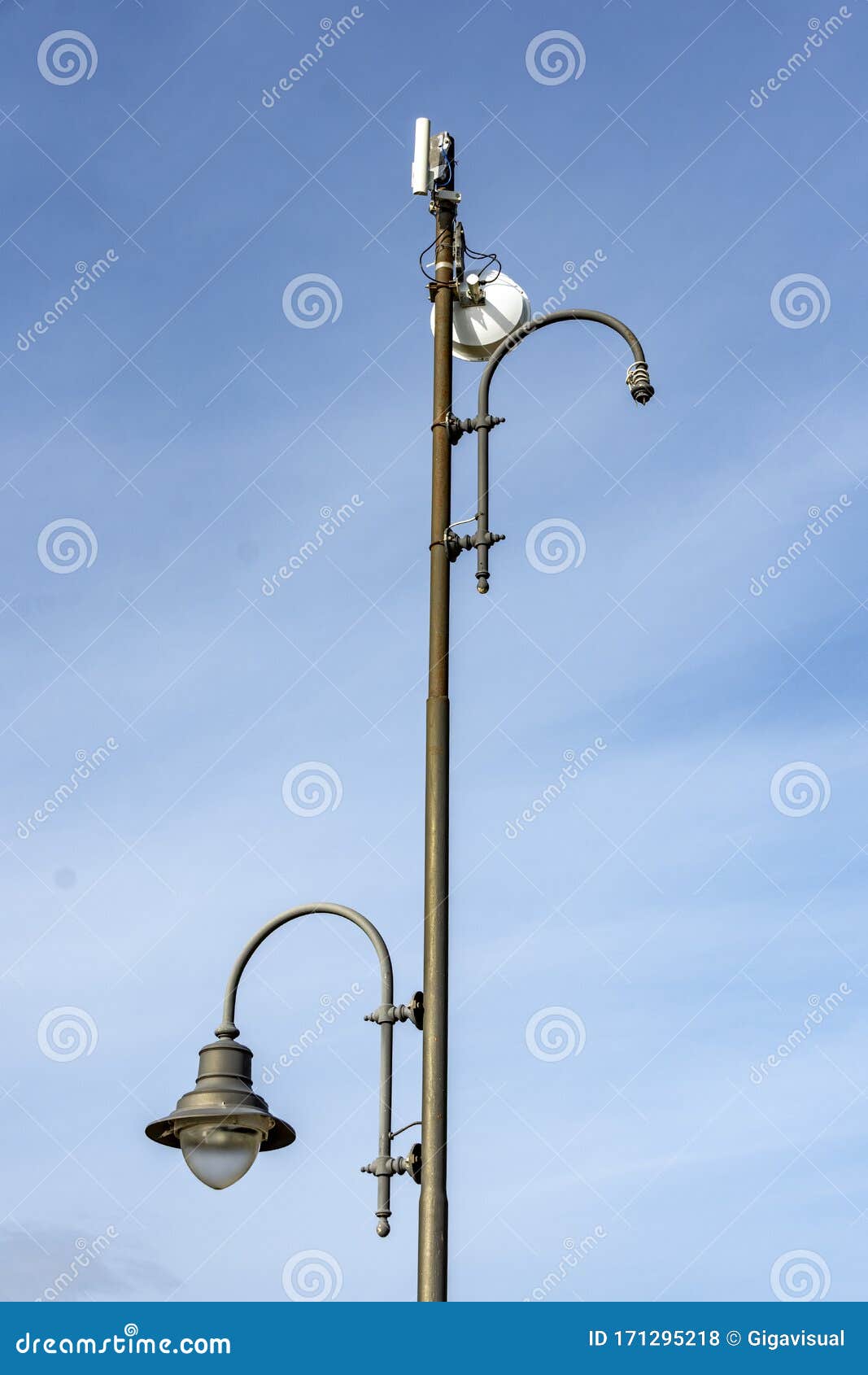 Street Light with Antenna Wireless Stock Photo - Image of power, wired ...