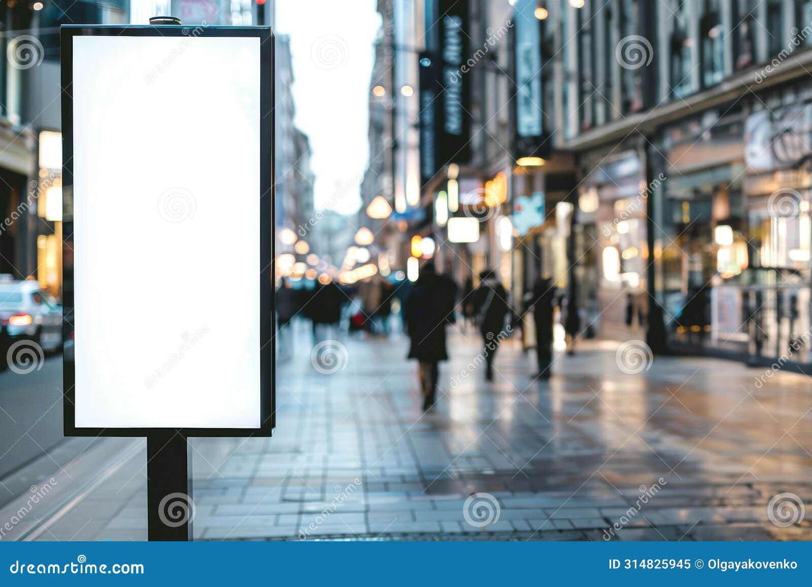 Street Light Box, Billboard on Blurred Street Background of Modern City ...