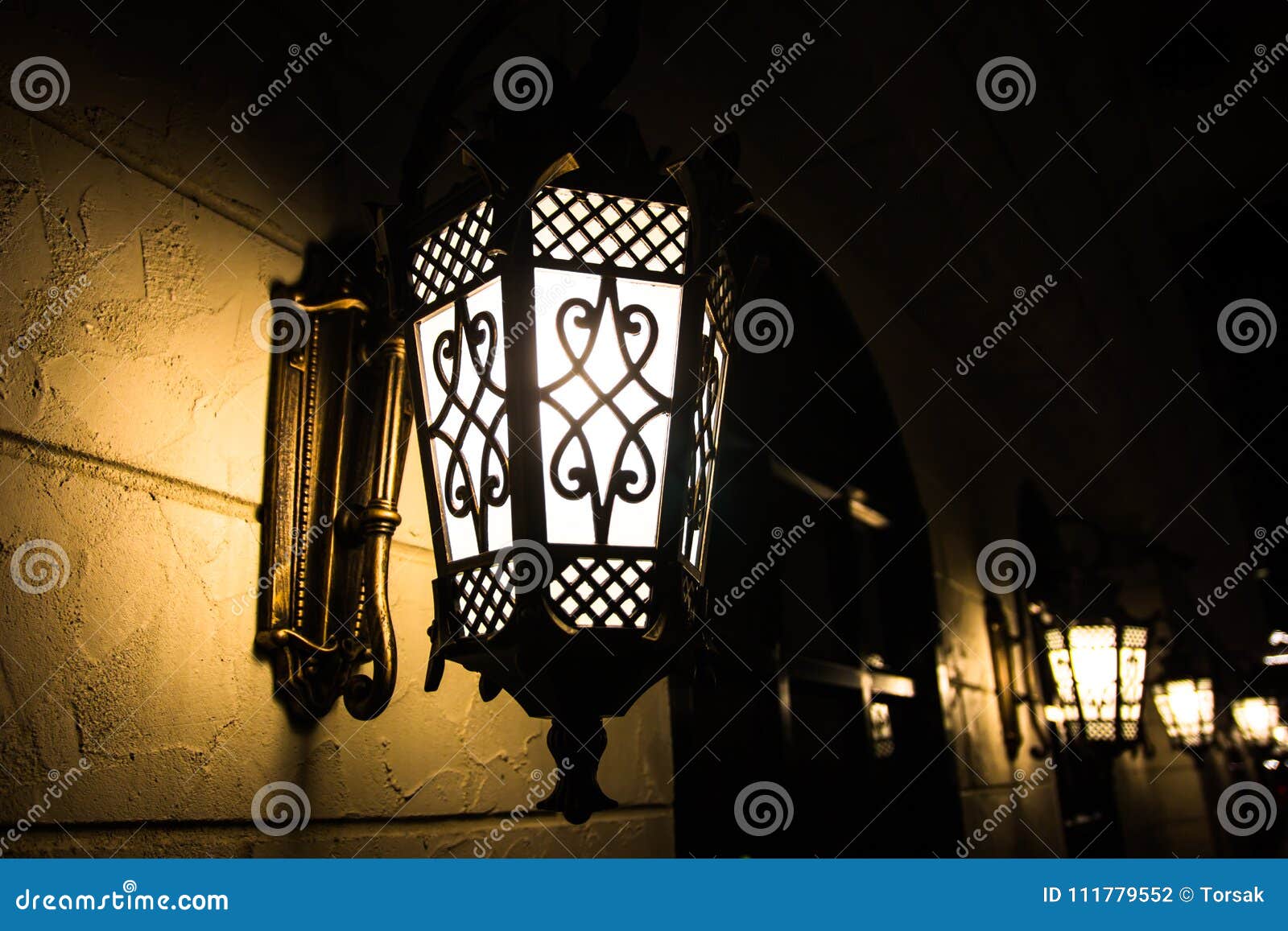 Light bulb on wall stock photo. Image of decorate, abstract - 111779552