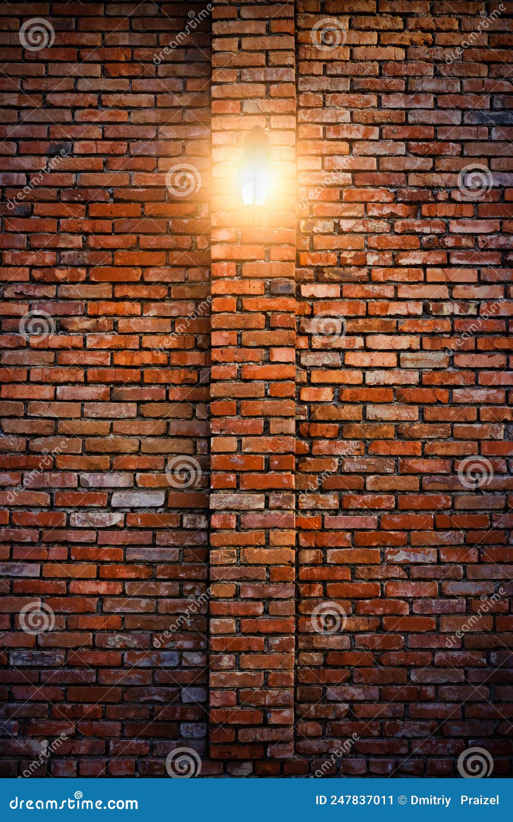 Street Light Illuminates Wall Red Old Burnt Brick Stock Image - Image ...