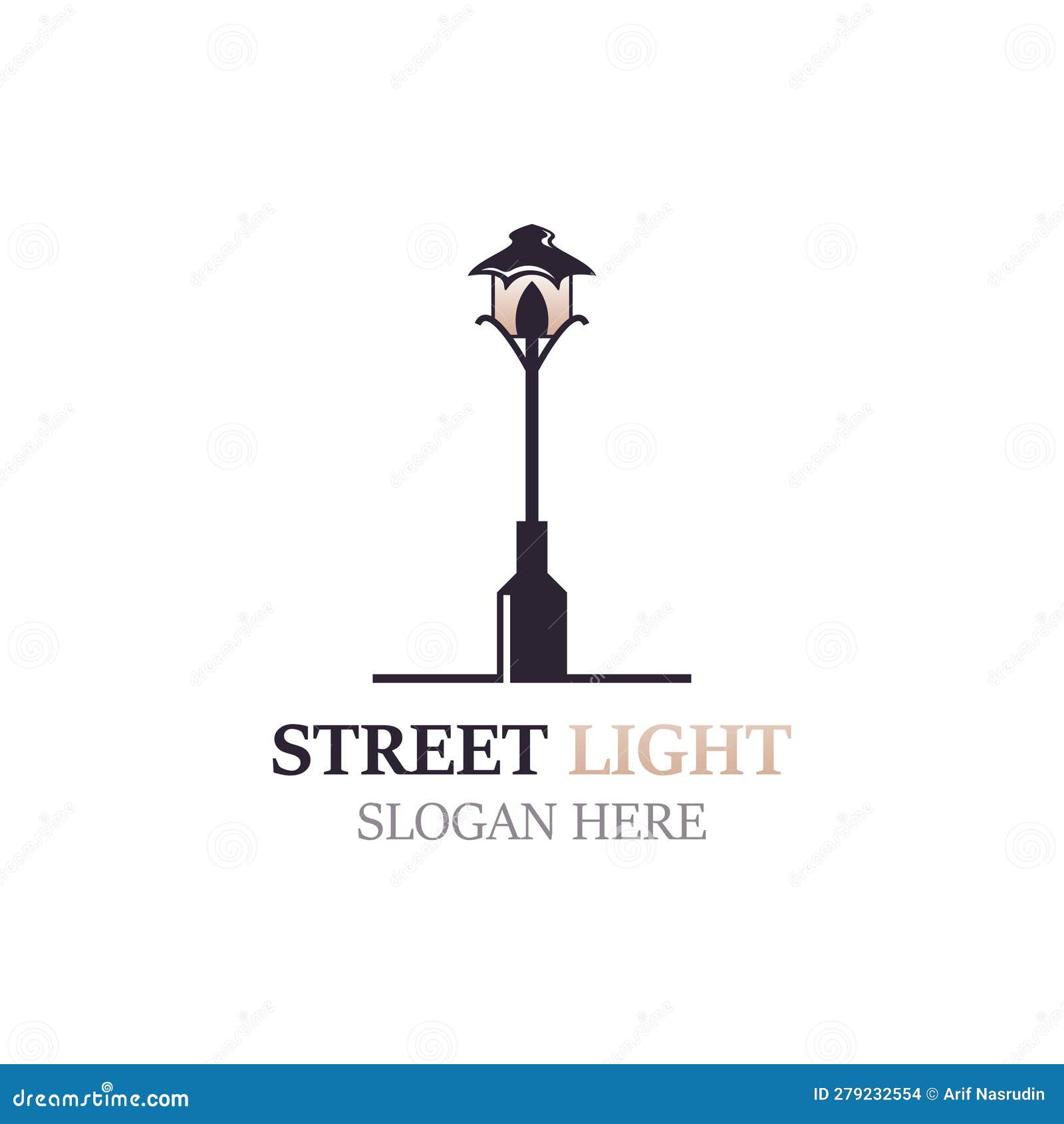 Street Light Logo Image, Vintage Lightning Classic Latern Flat Element ...