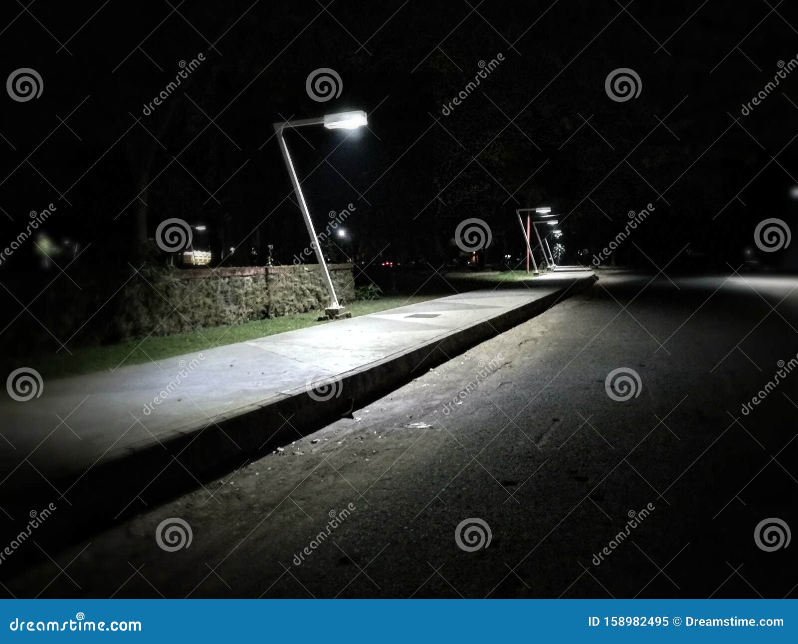 Street Light in the Middle of the Night Stock Image - Image of road ...