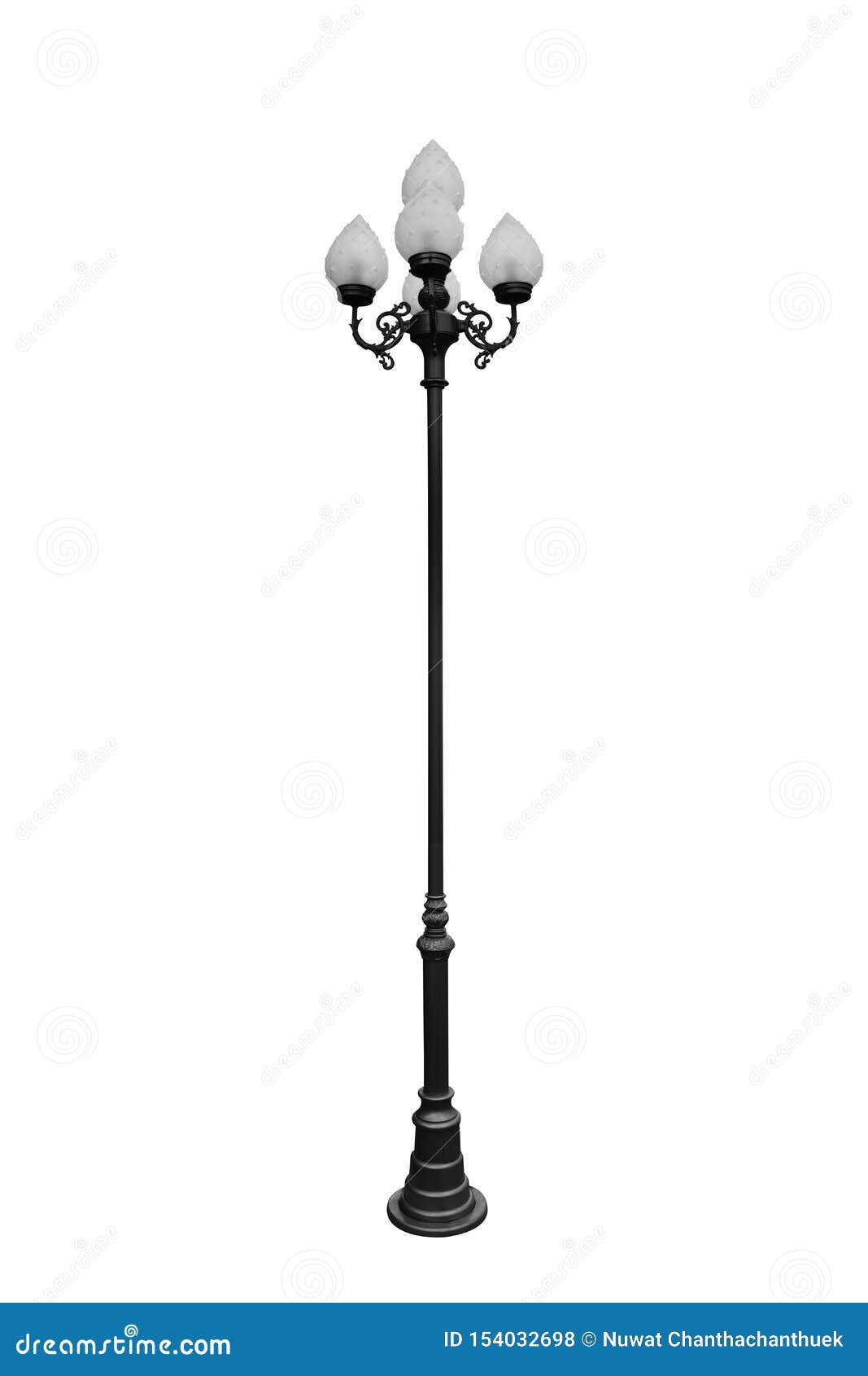 Street Light Pole Isolated on a White Background Stock Photo - Image of ...