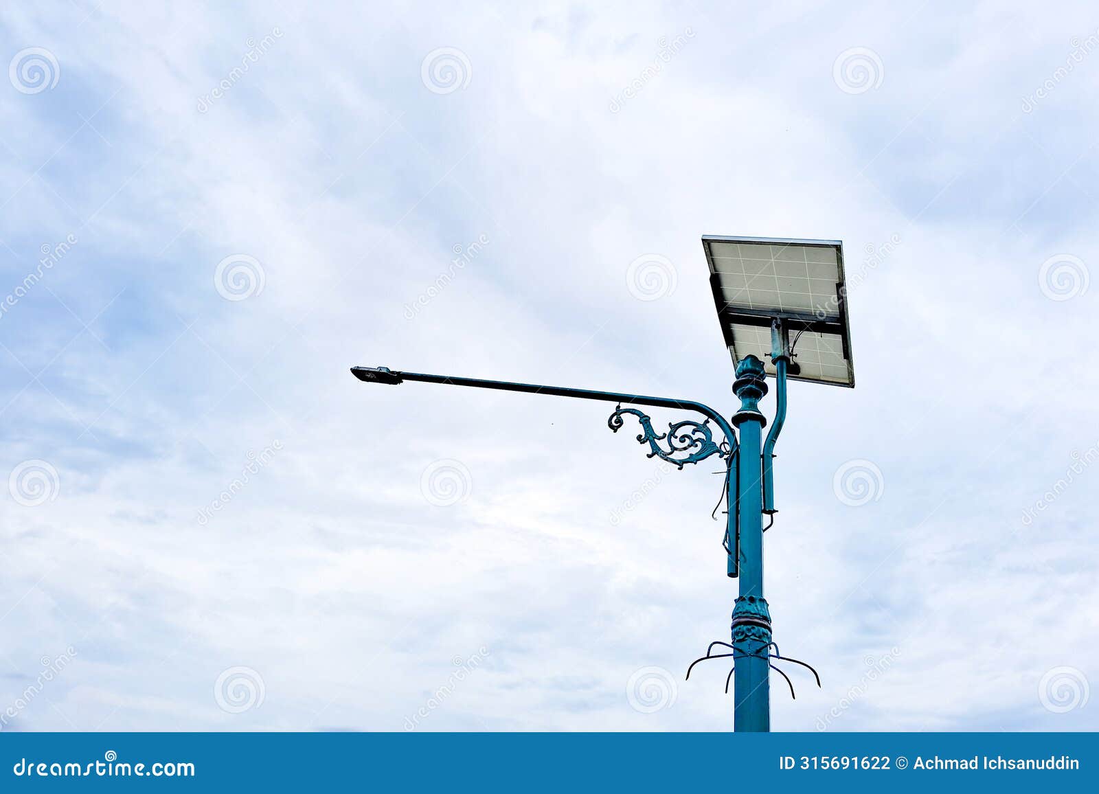 Street Light Pole with Panel System Stock Photo - Image of blue ...