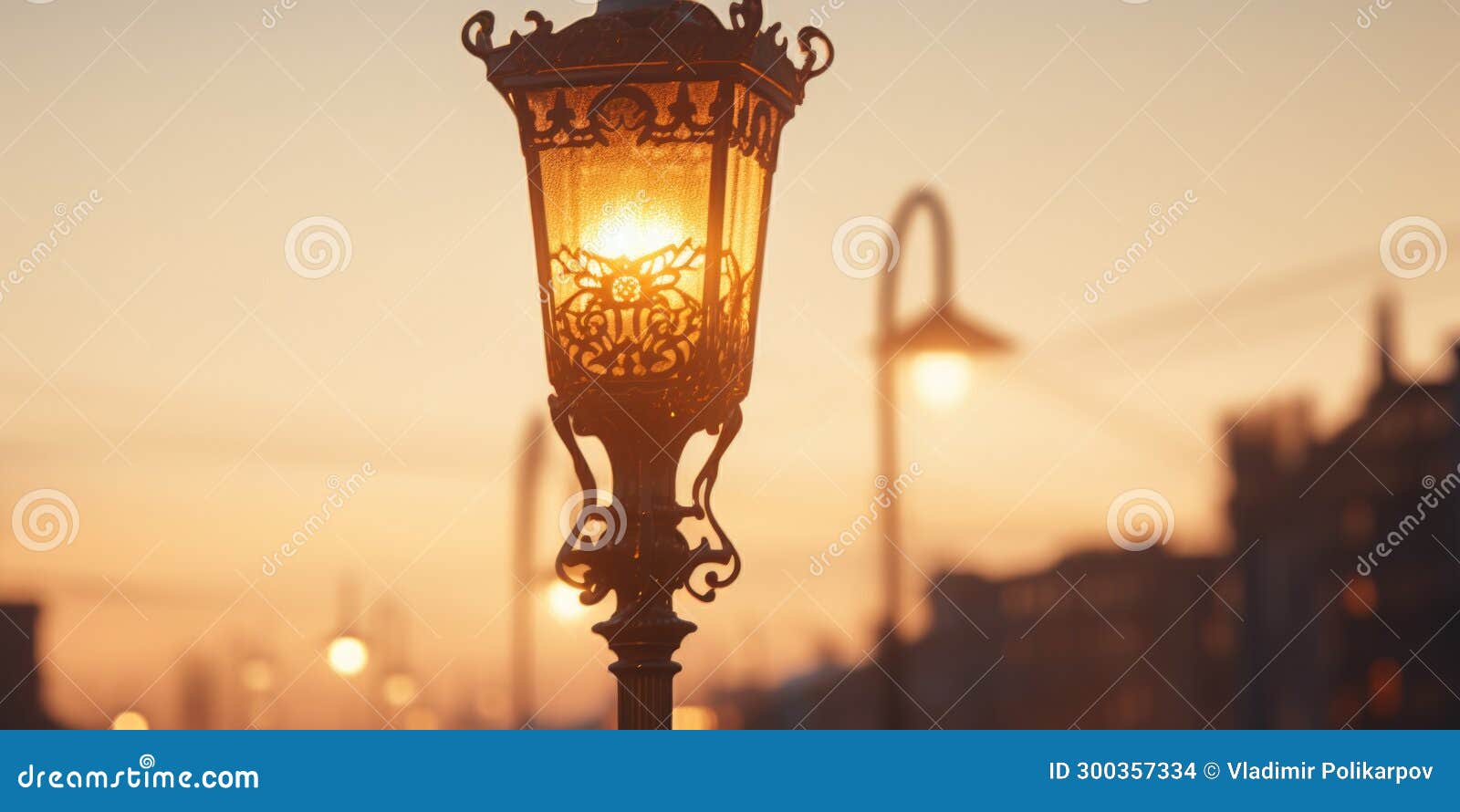 A Street Light with the Sun Setting in the Background. Suitable for ...