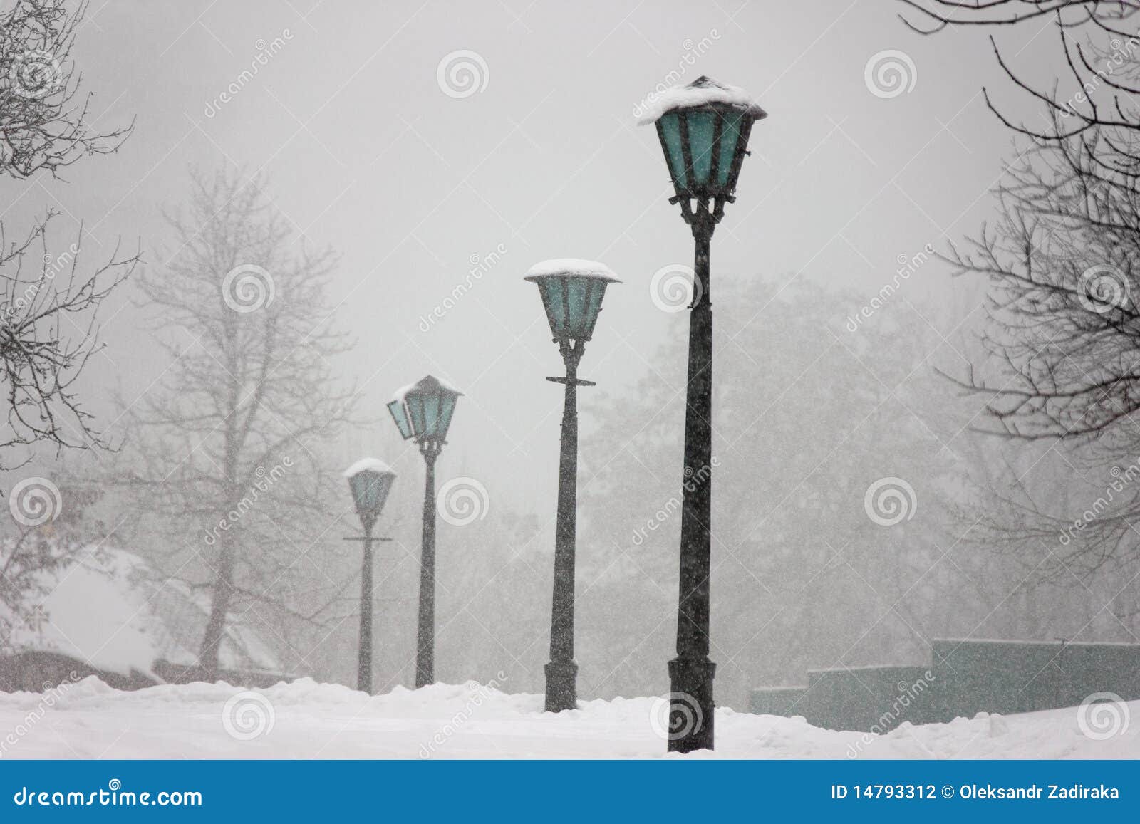 Street Light Under Snow - Cute Winter Scene Stock Photo - Image of ...