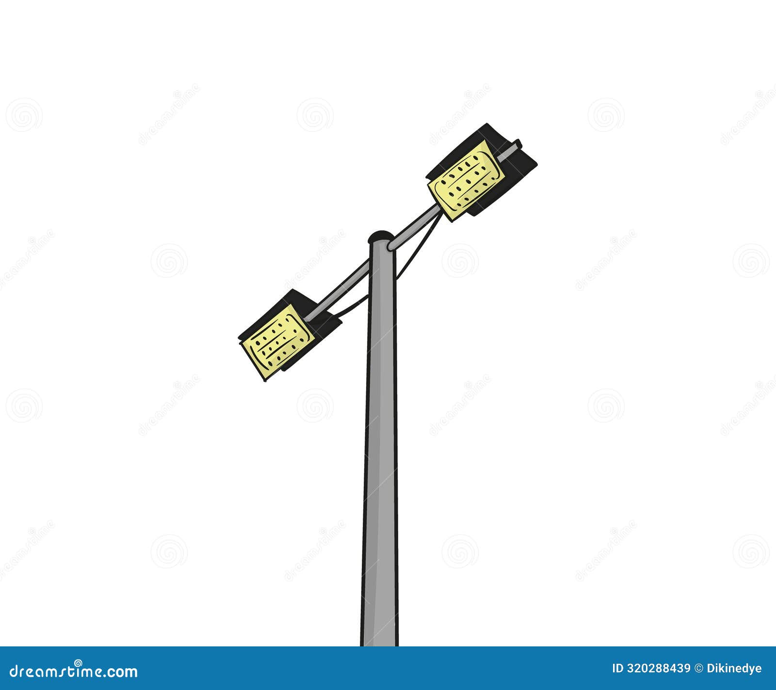 Street Lighting Lamp Posts are Yellow Stock Illustration - Illustration ...