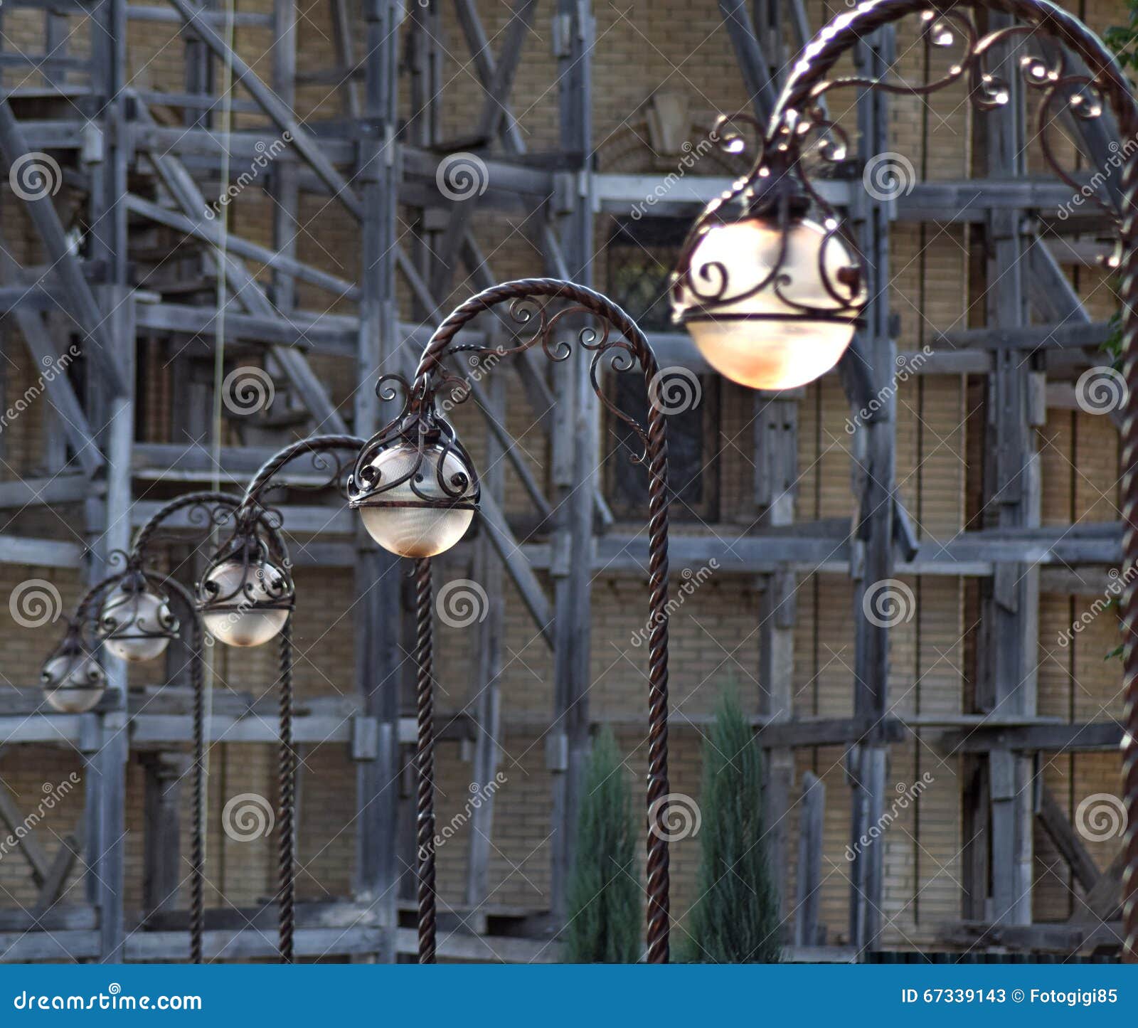 Street Lights on the Background of Scaffolding Stock Image - Image of ...
