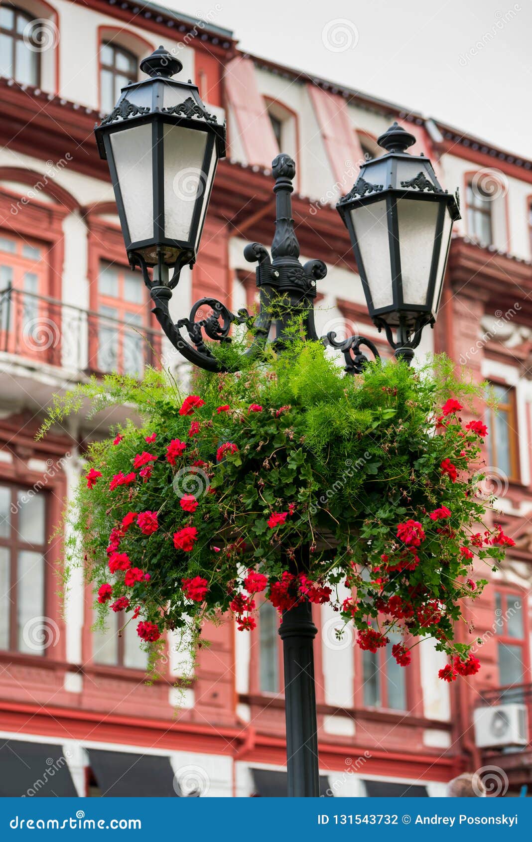Street Lights for with Flowers Stock Photo - Image of outdoor, flowers ...