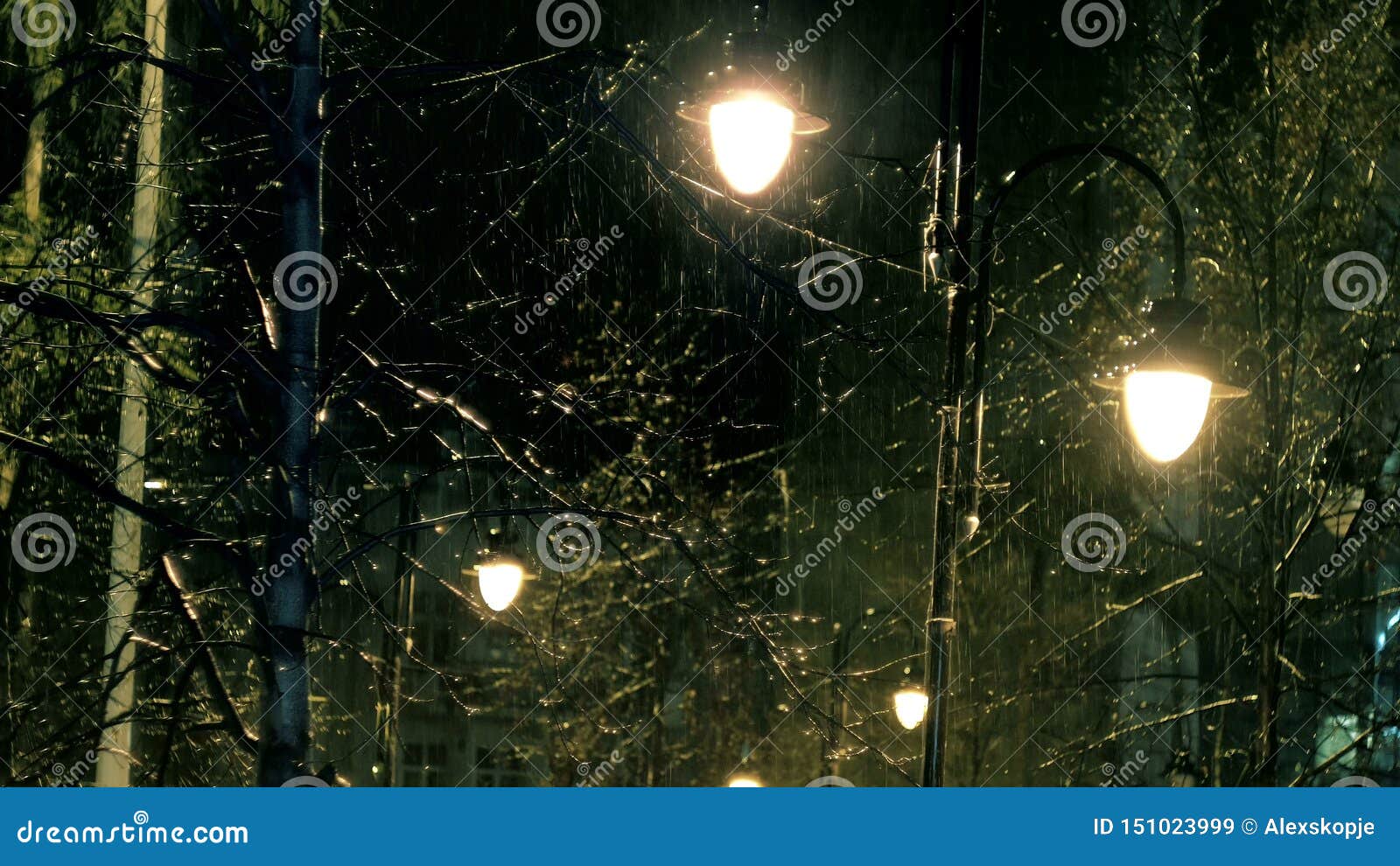 Street Lights on Rainy Night Stock Image - Image of dark, storm: 151023999