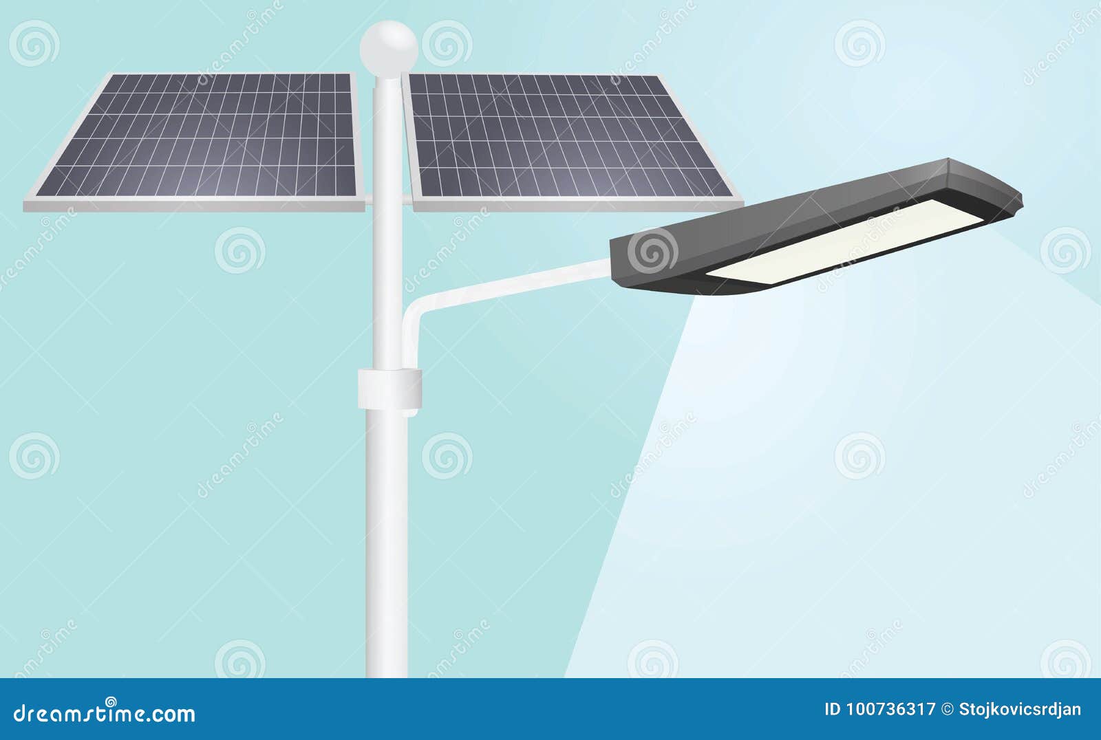 Street lights solar panels stock vector. Illustration of ecology ...