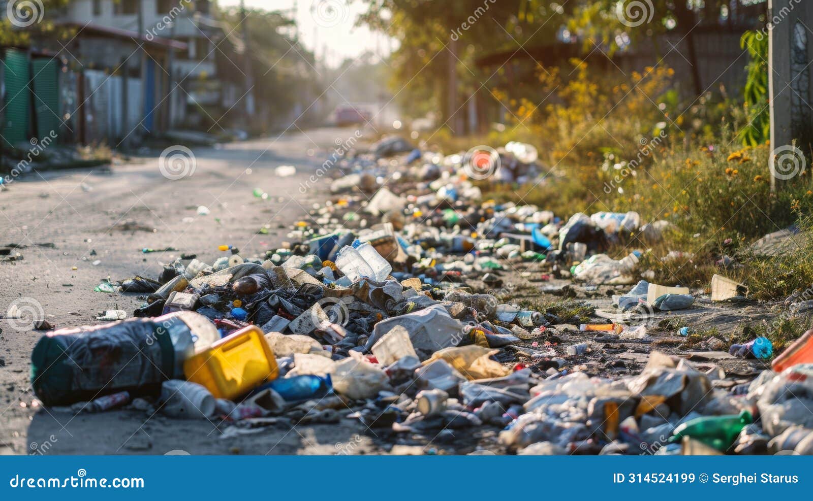 A Street Littered with Trash and Garbage on the Side of it, AI Stock ...