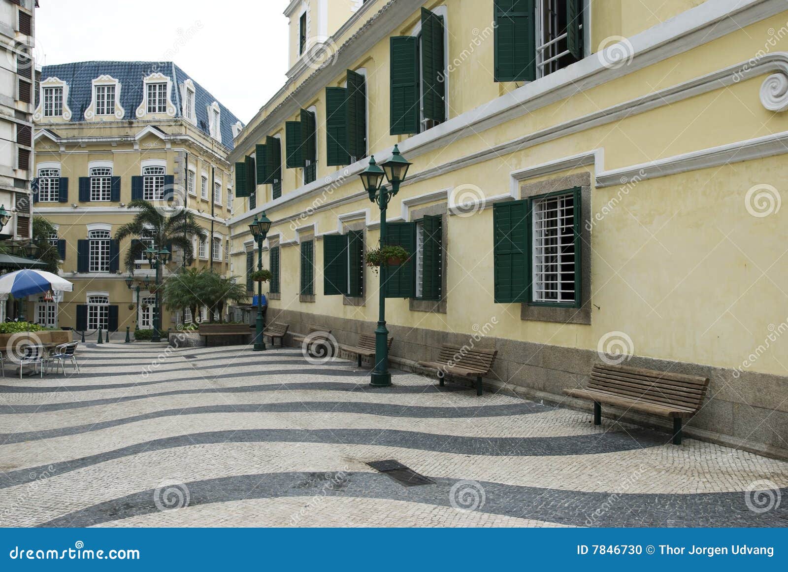 Street in Macau stock photo. Image of yellow, china, city - 7846730