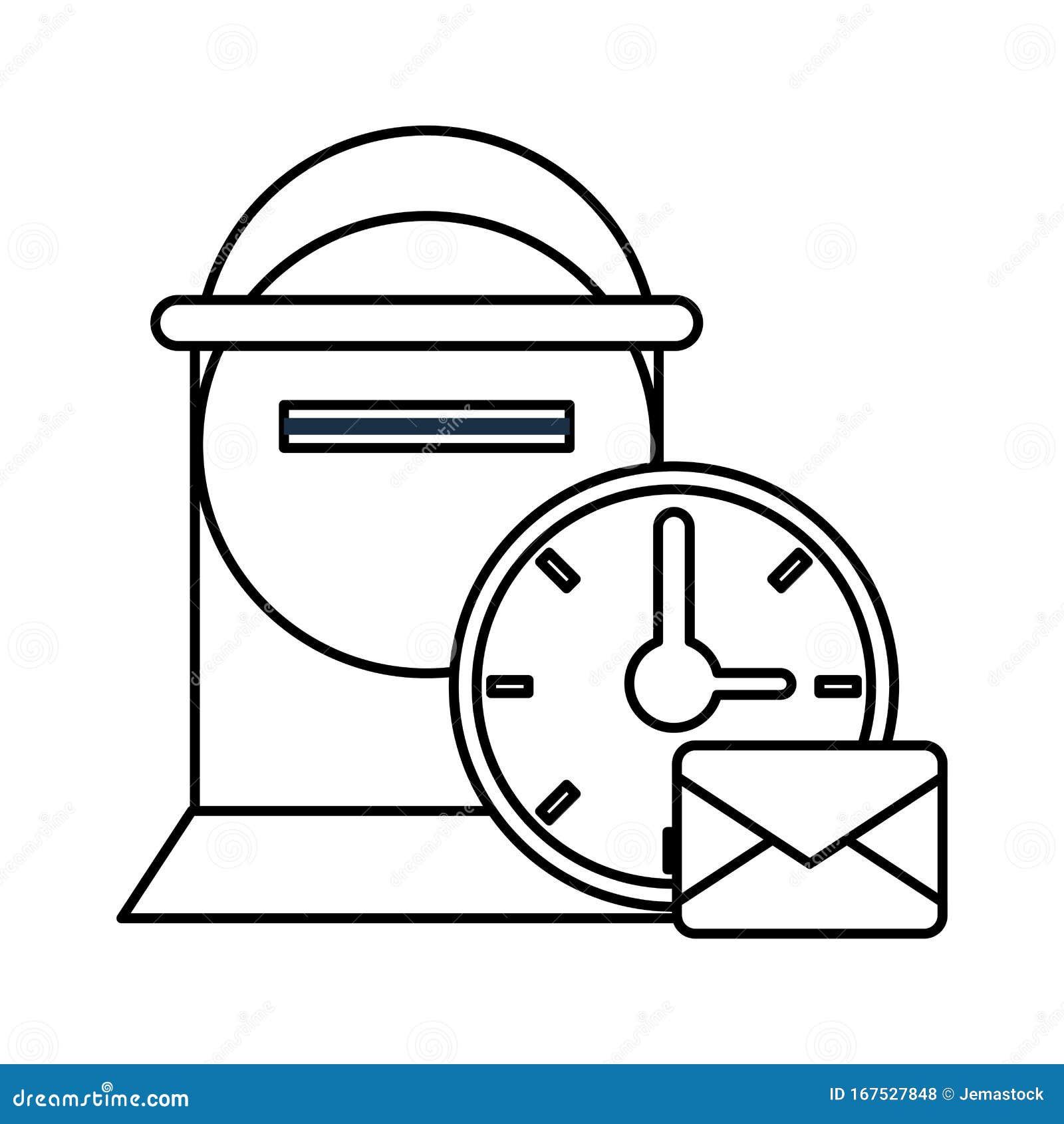 Street Mailbox Postal Service with Clock Stock Vector - Illustration of ...