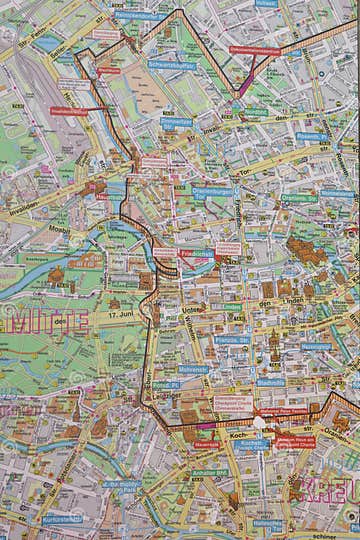 Street map of Berlin Wall stock image. Image of germany - 56768677