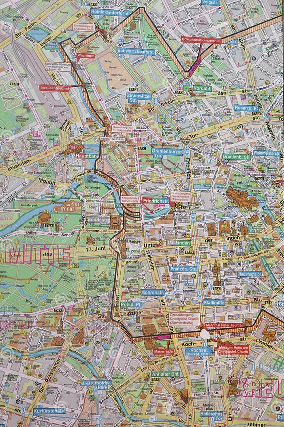 Street map of Berlin Wall stock image. Image of germany - 56768677